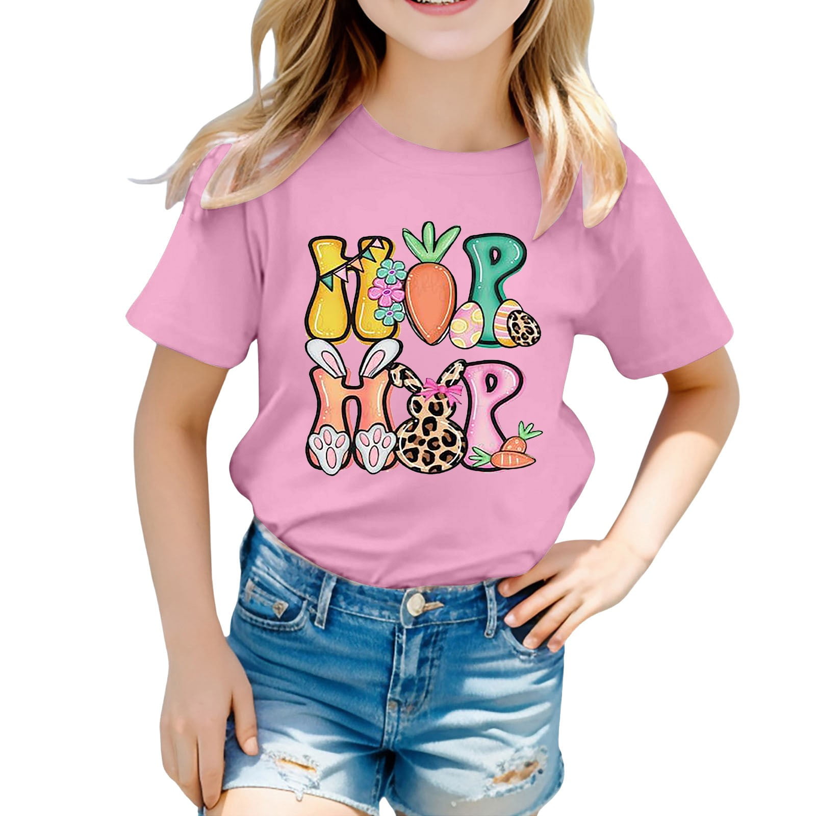 Cofy Shirt Kids Girls Happy Easter Tops Bunny Egg Tee SShirt Short ...