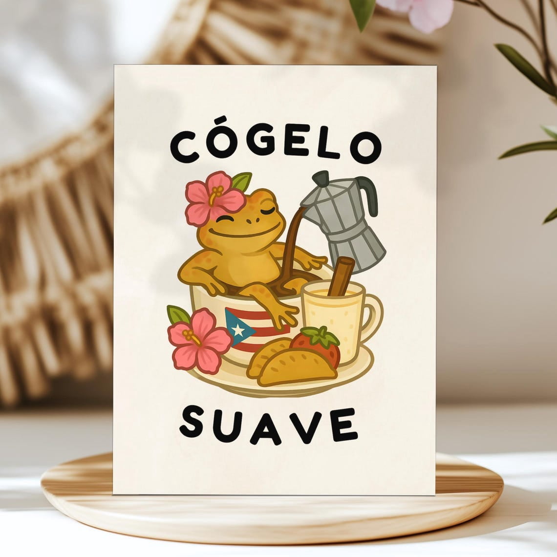 Cogelo Suave Coqui Print, Puerto Rican Coffee Art, Boricua Kitchen ...