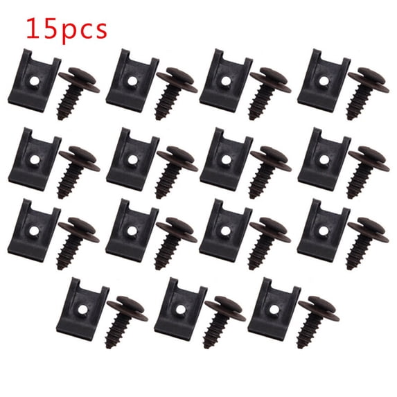 Cogfs 15 Set Spring Metal U-type Clip With Screw Car Bumper Fender Trim ...