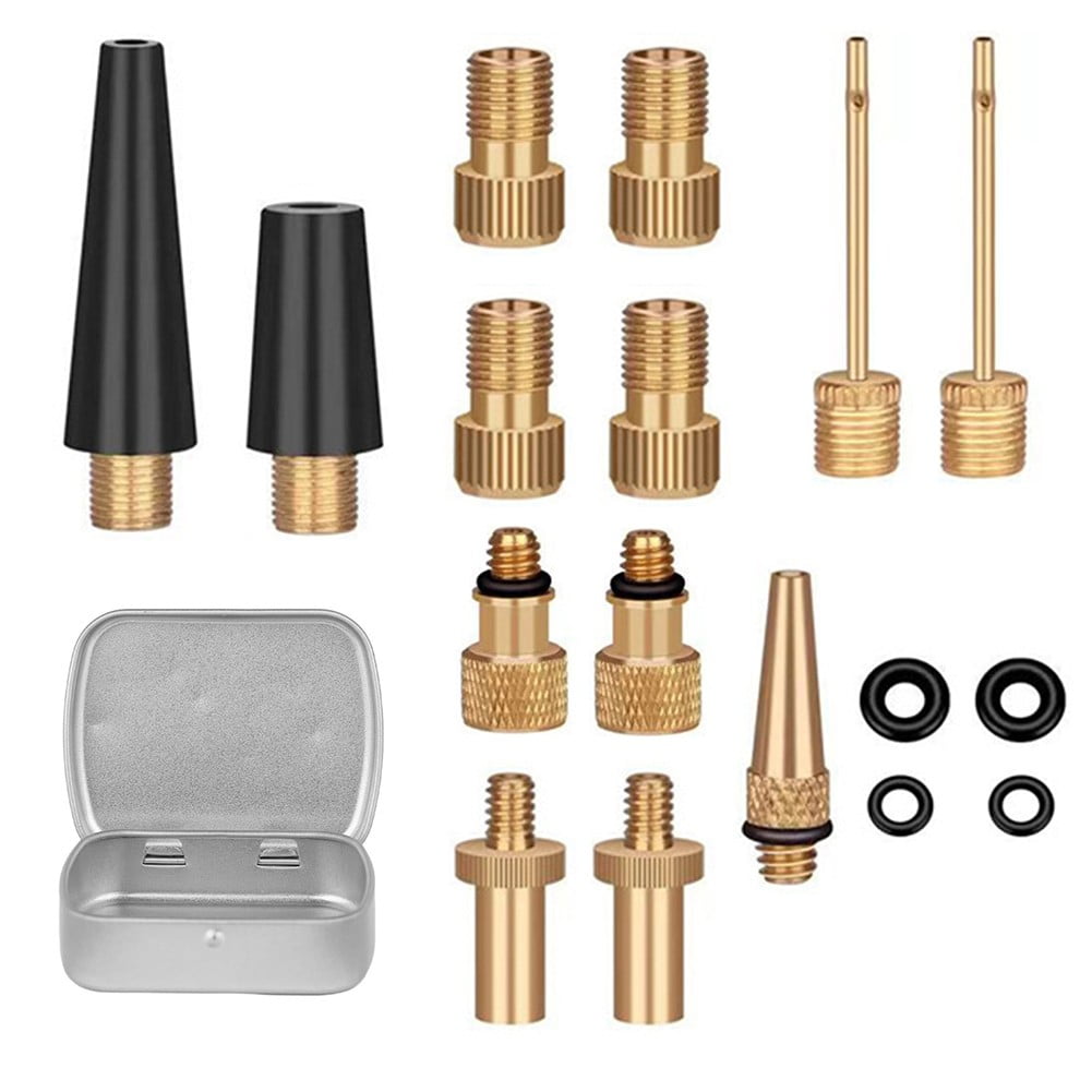 Cogfs 17 Pcs Bike Pump Valve Adaptor Connector Kit for Bike Football Airbed Basketball - Bicycle ...