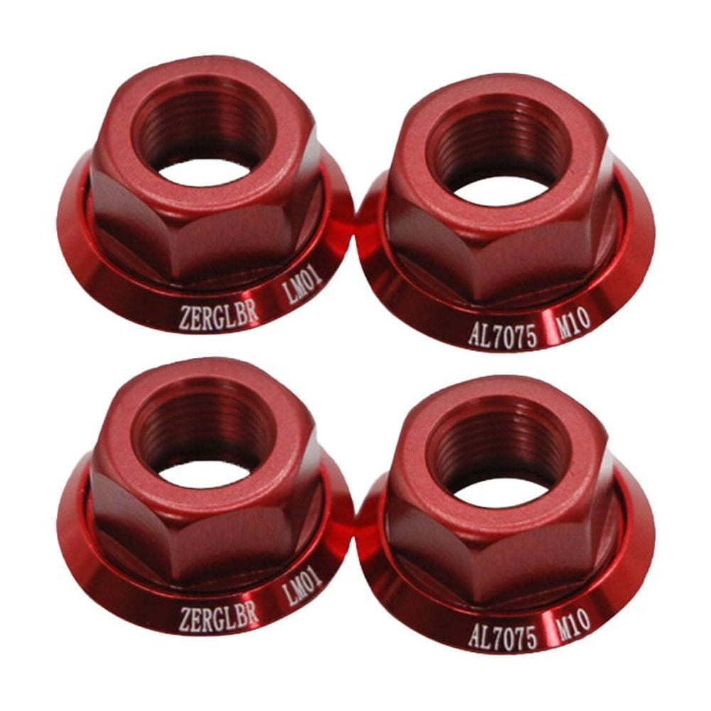 Cogfs 4 Pcs M 10 * P 1.0 Bike Hub Flange Axle Nuts Aluminum Alloy Wheel ...
