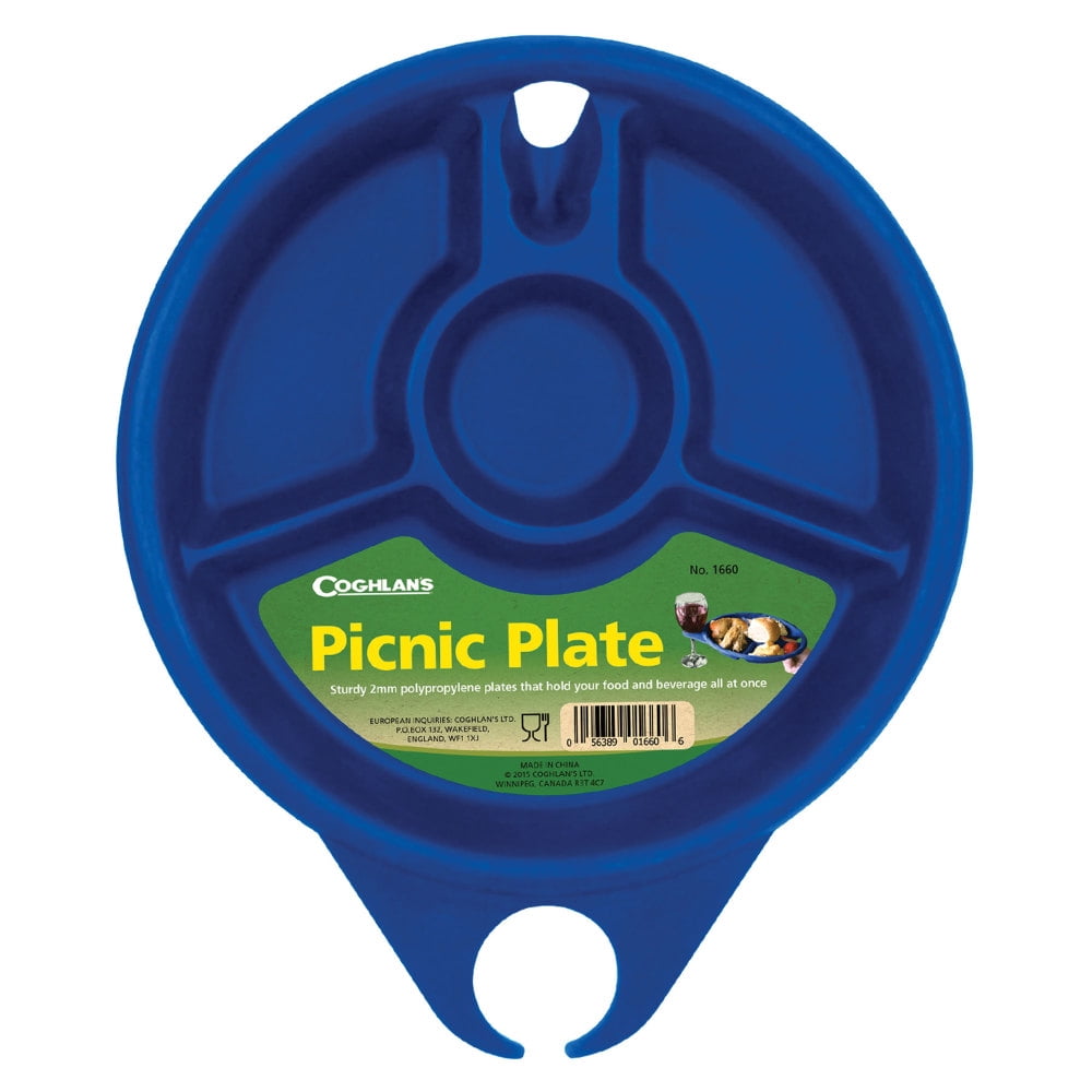 Coghlan's 10” Reusable Blue Picnic Plate with Wine Glass Holder ...