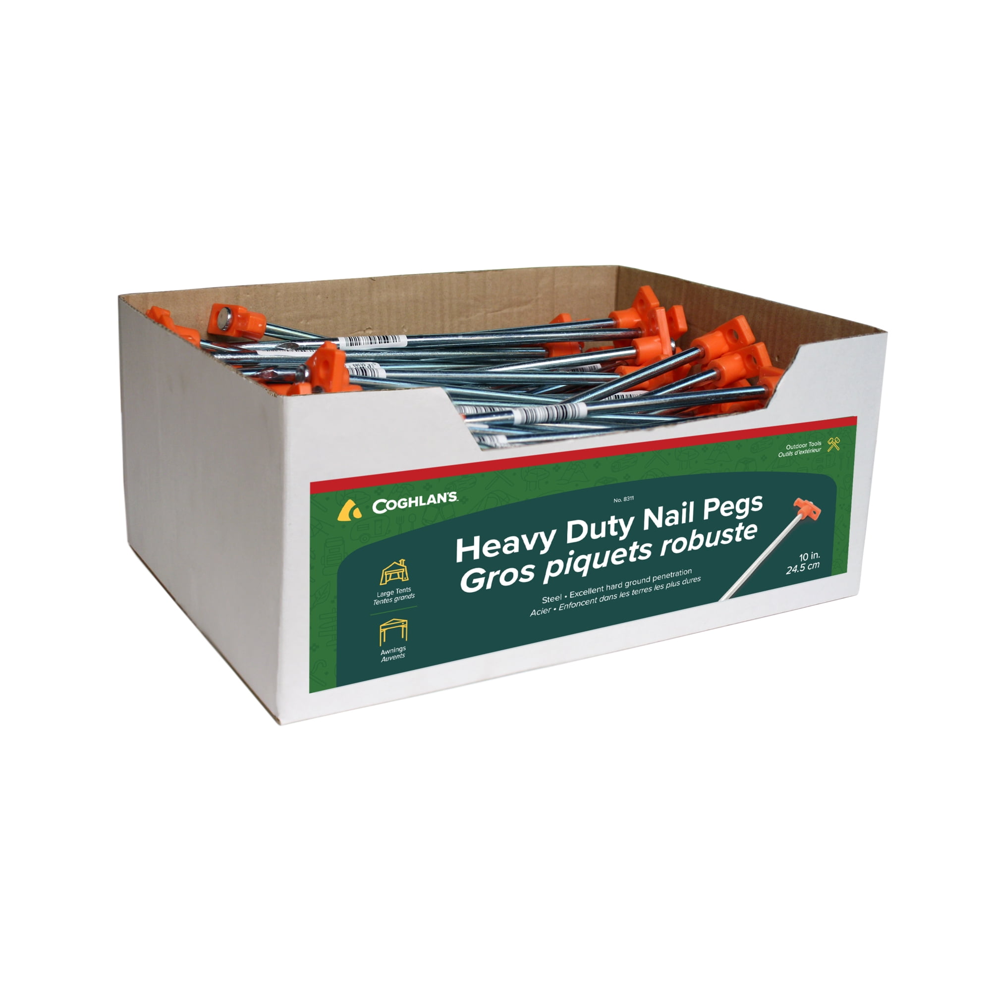 Walmart 10 Inch Heavy Duty Plated Steel Metal Nail Pegs - Bulk ...