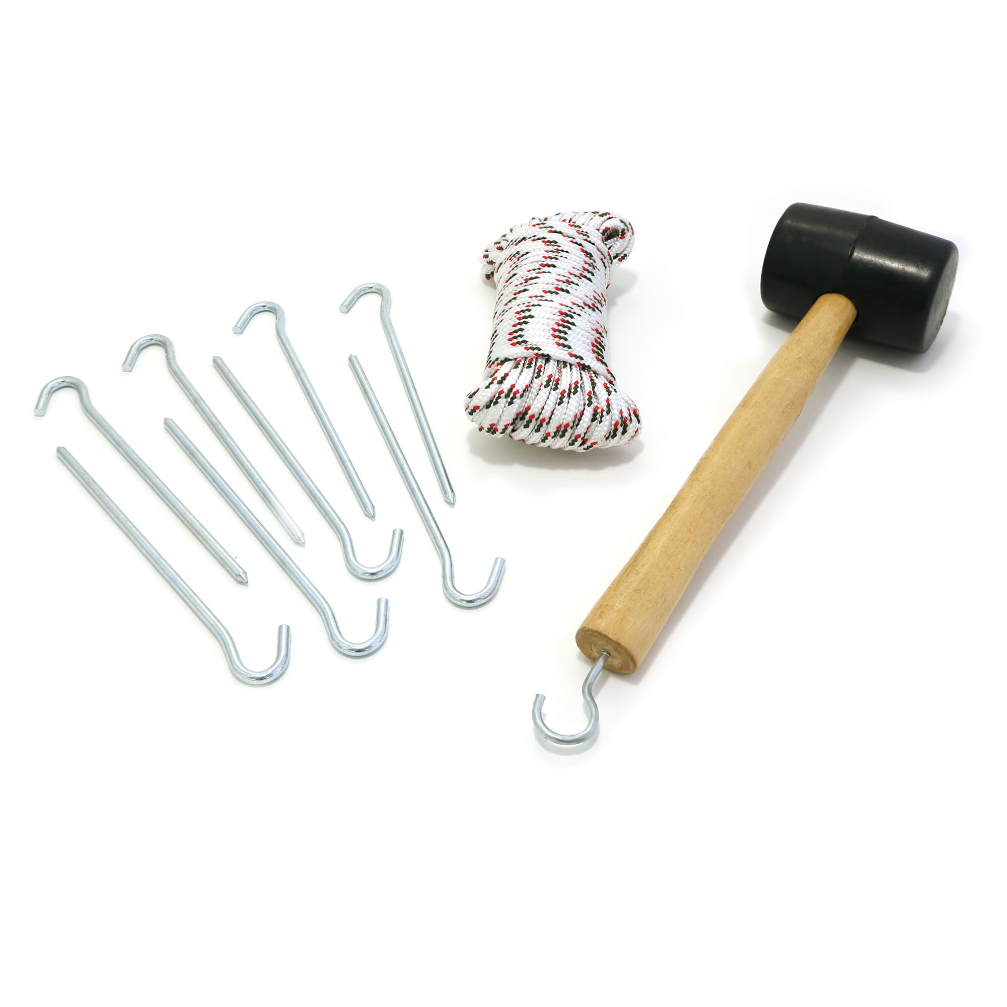 Coghlan's Steel Tent Peg 8-Pack + 50’ Cord + Mallet - Walmart.com