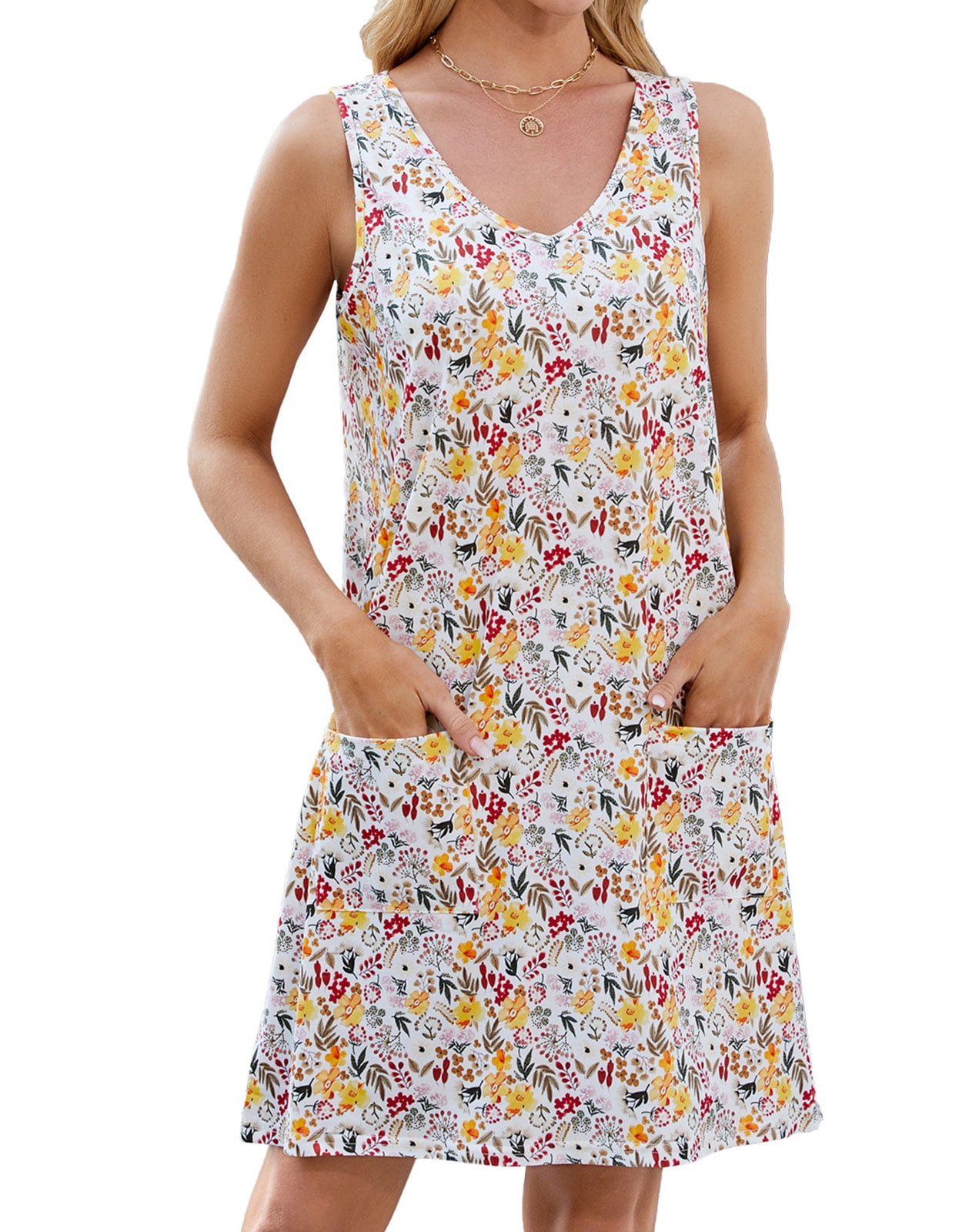 Cogild Dress for Womens Vibrant Tropical Print Pattern Casual Dress for ...
