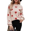 Cogild Women's Cute Heart Pattern Sweater, Casual Crew Neck, Cable ...