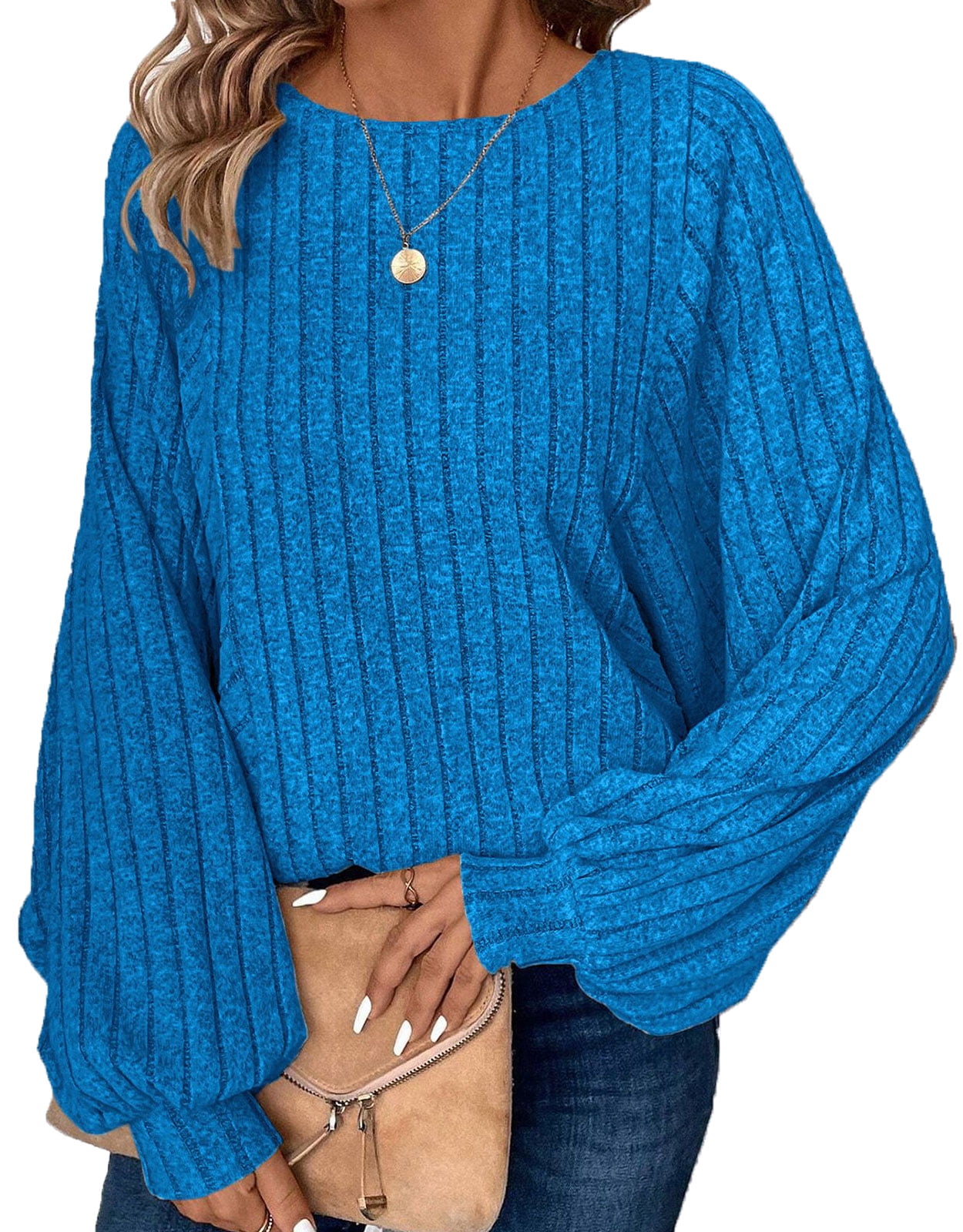 Cogild Women Plus Sweaters Ribbed Solid Color Design 5XL Plus Size ...