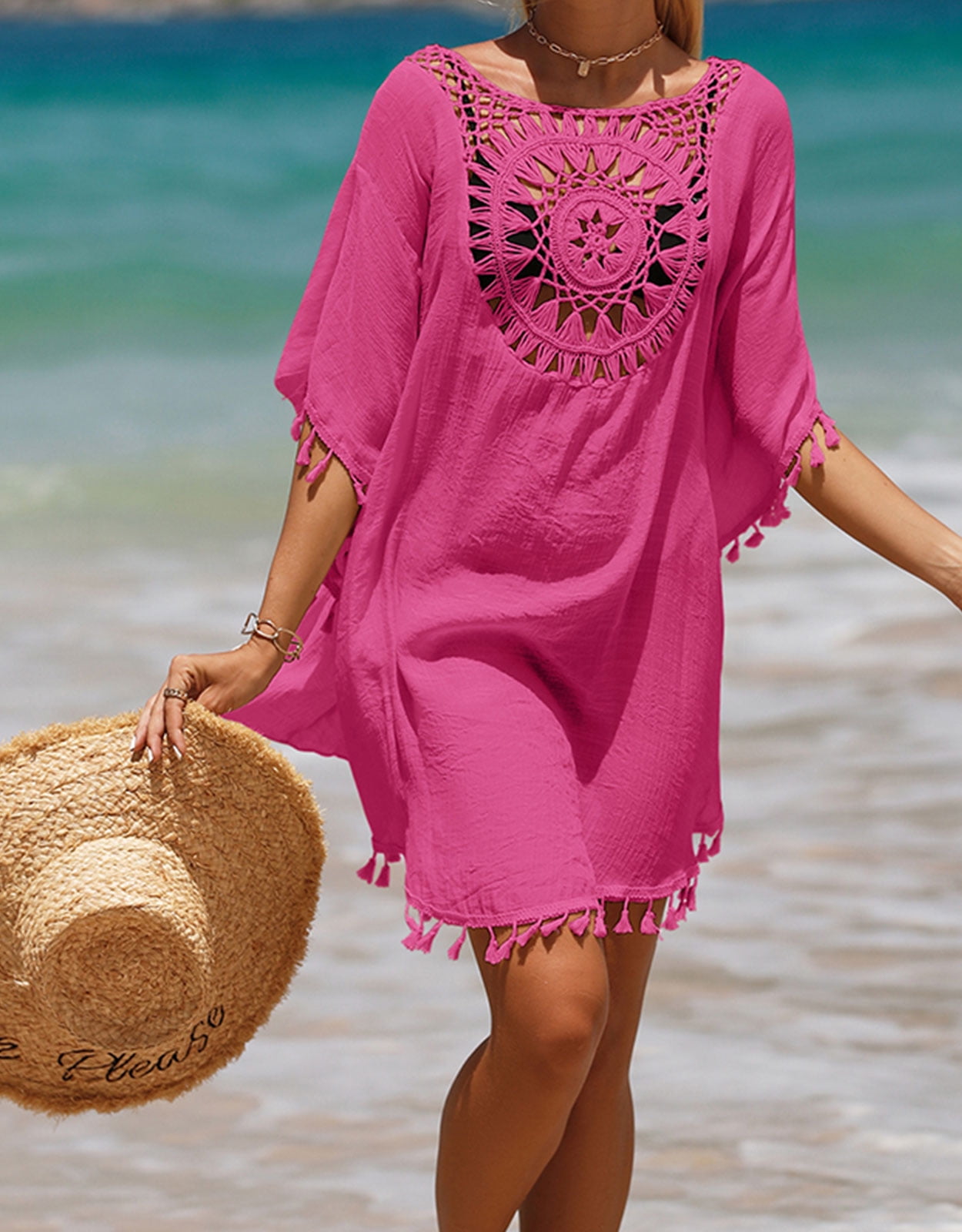 Cogild Womens Swimsuit Cover Up Crochet Bohemian Print Solid Beach ...