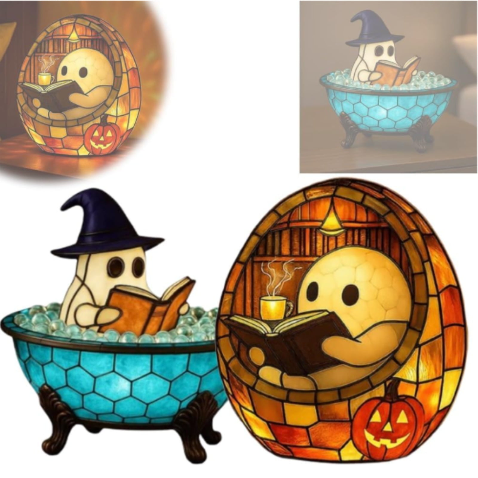 Cogleahco 2 Pack Ghost Lamps: Ghost Book Reading Lamp & Ghost Bubble ...