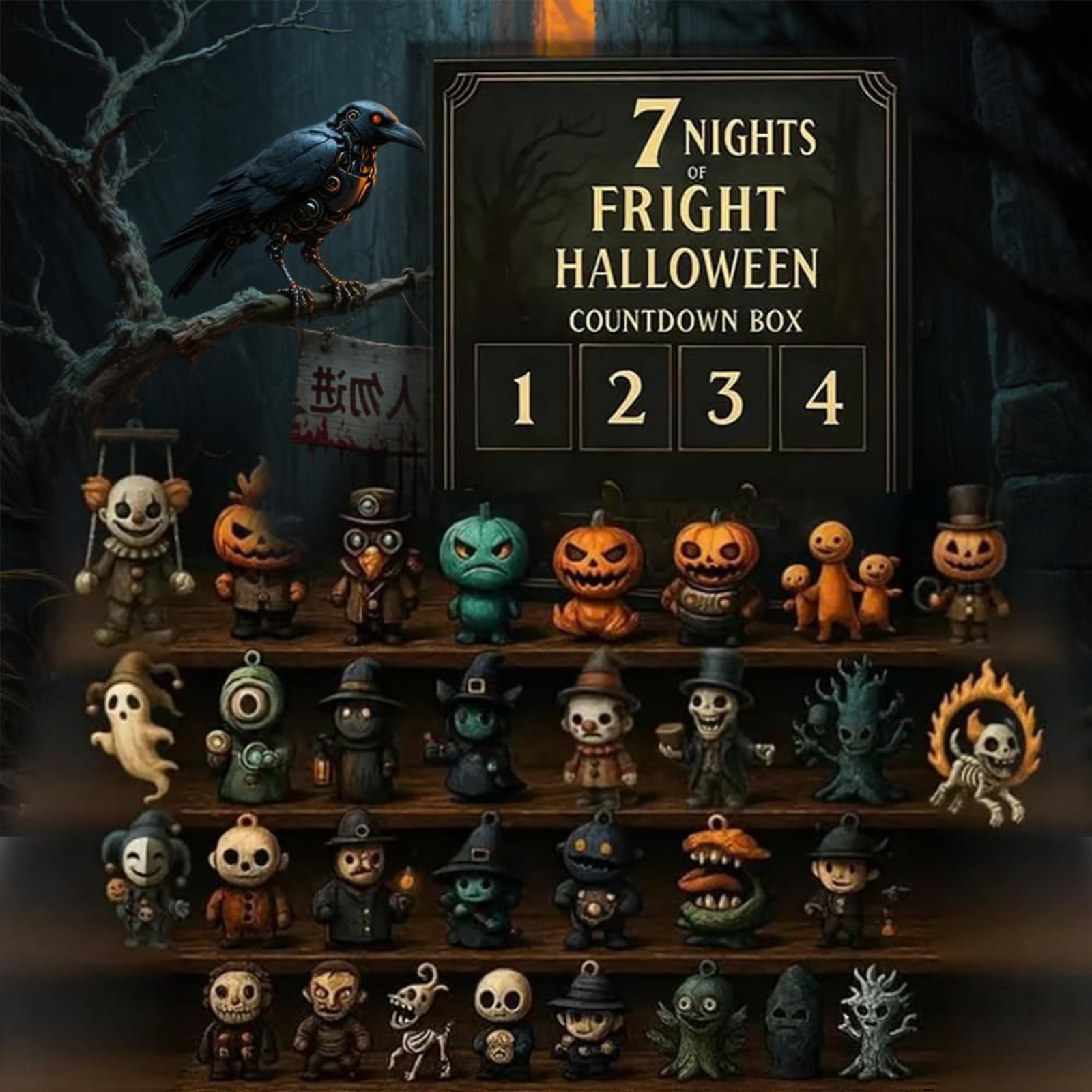 Cogleahco 31 Nights of Fright - Halloween Countdown Box with Figurines ...