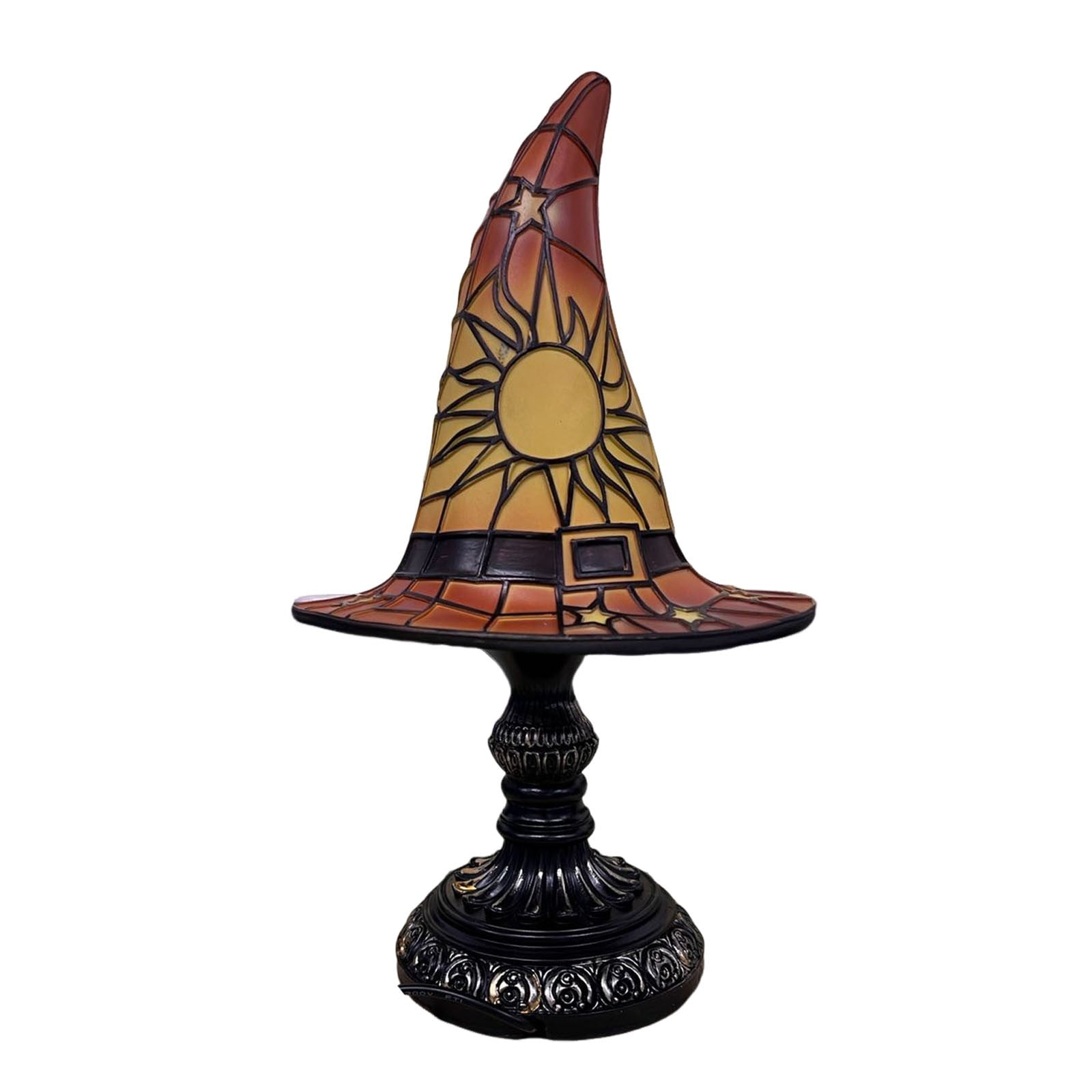 Cogleahco Stained Glass Resin Wizard Hat Light - LED Table Lamp Night ...