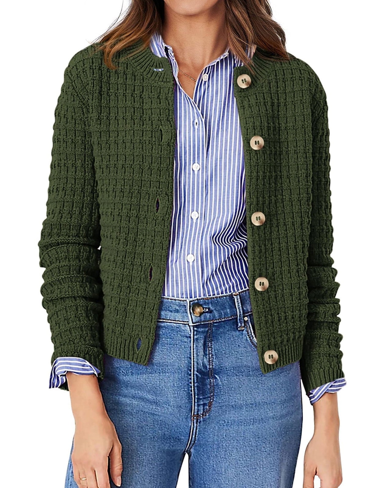 Coglid Textured Knit Cardigans for Womens with Button-Down Front ...