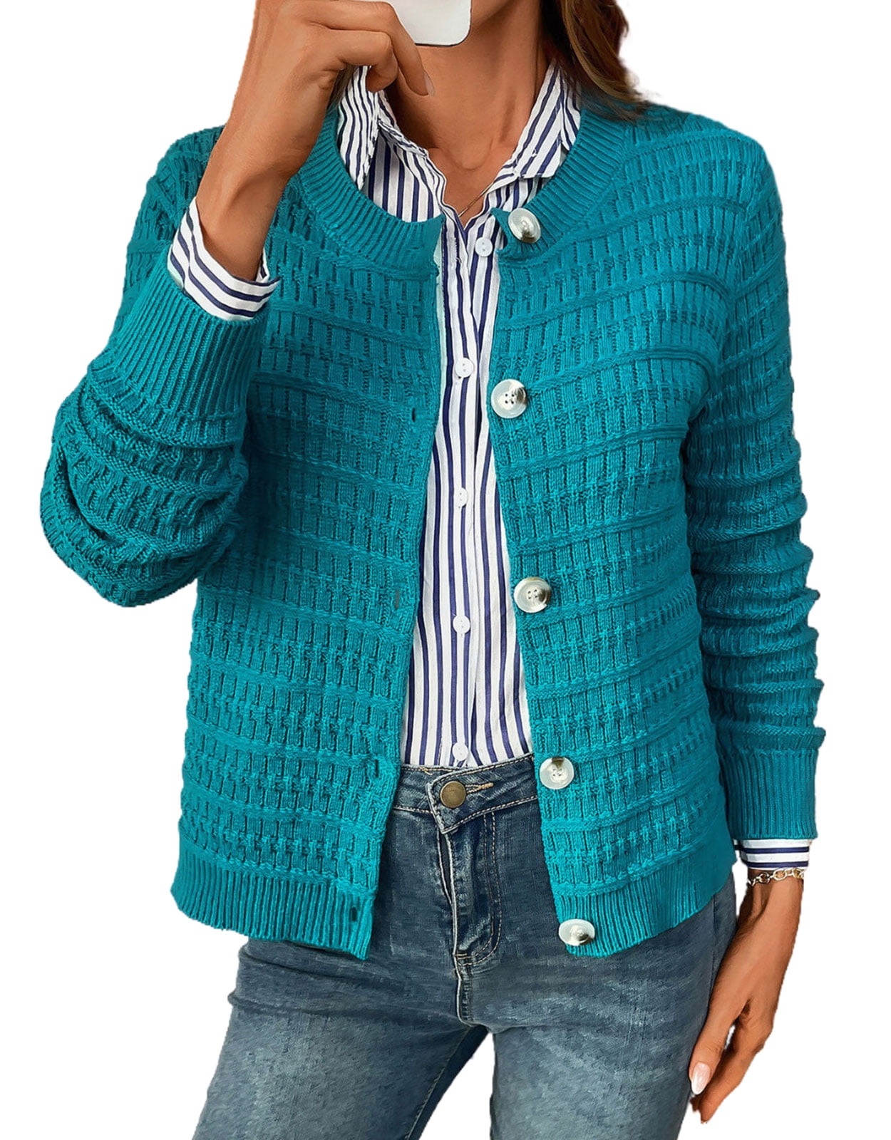 Coglid Textured Knit Cardigans for Womens with Button-Down Front ...