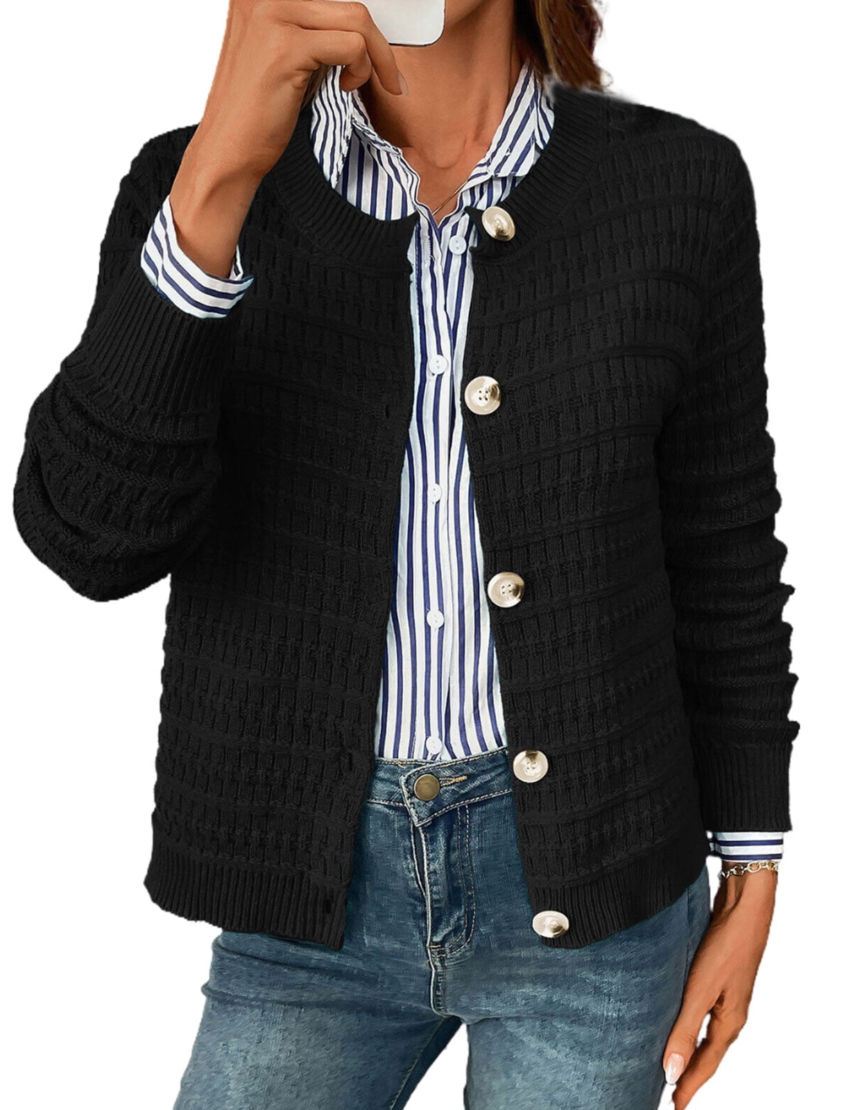 Coglid Textured Knit Cardigans for Womens with Button-Down Front ...