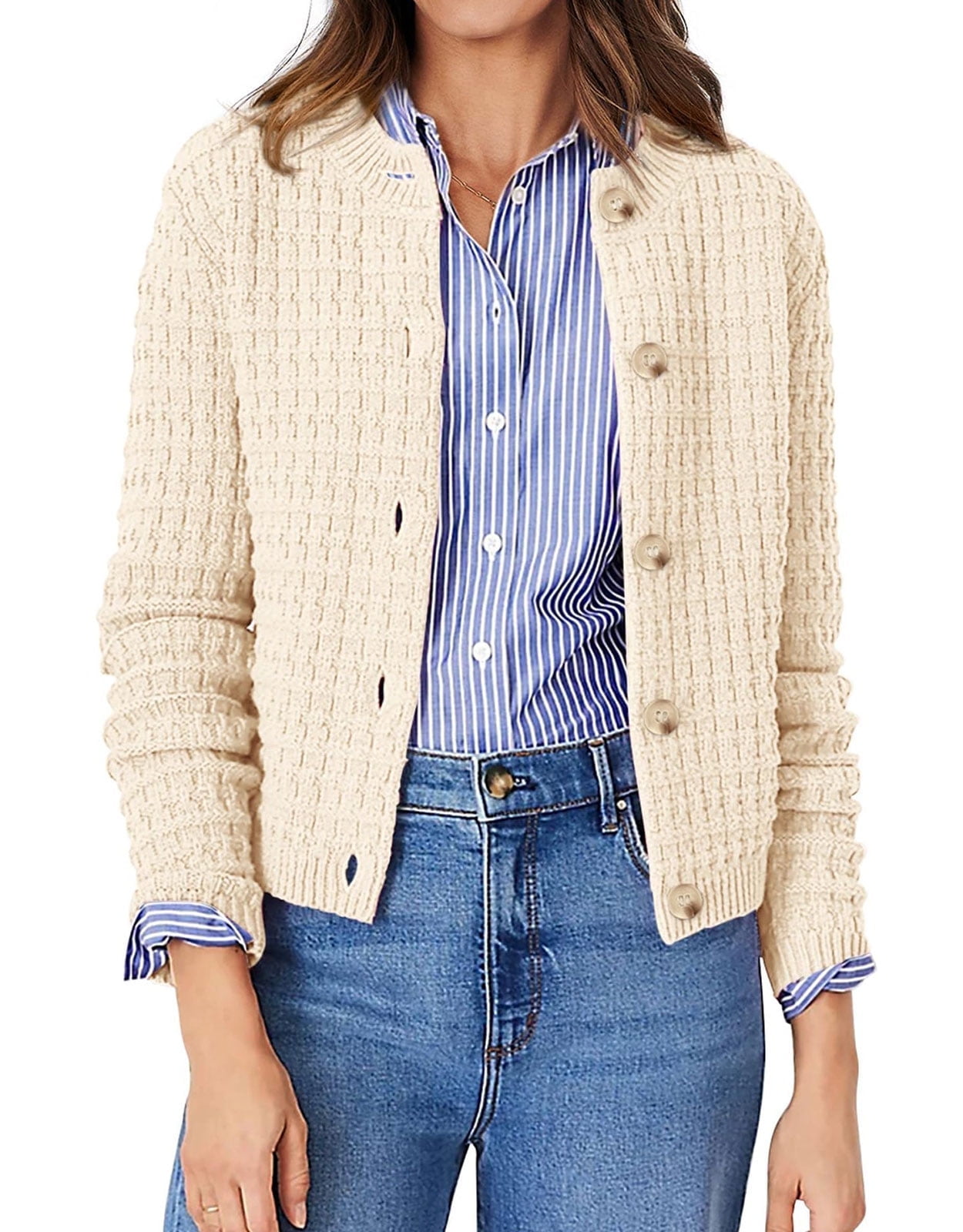 Coglid Textured Knit Cardigans for Womens with Button-Down Front ...