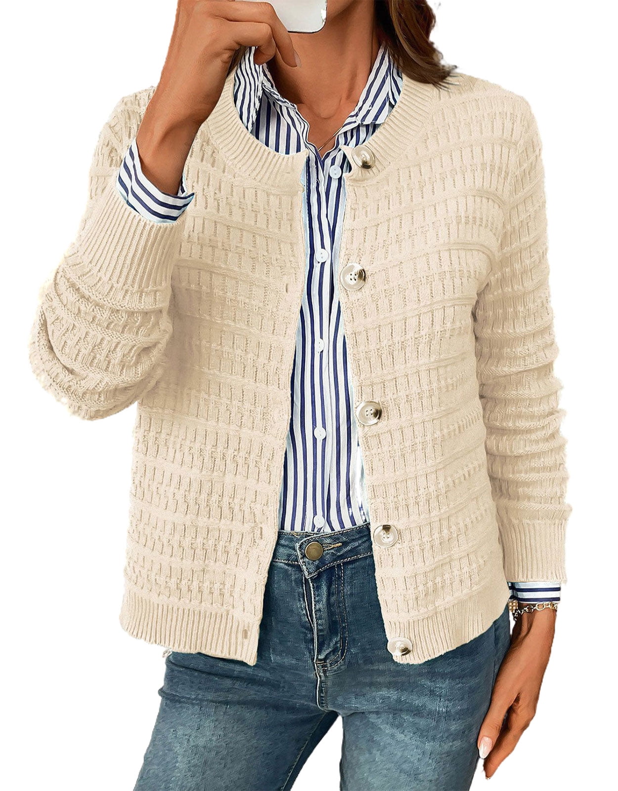 Coglid Textured Knit Cardigans for Womens with Button-Down Front ...