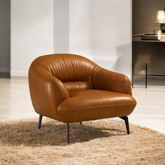Cognac Leather Chair | Ideal for Home Office Use | Crafted with Fir ...