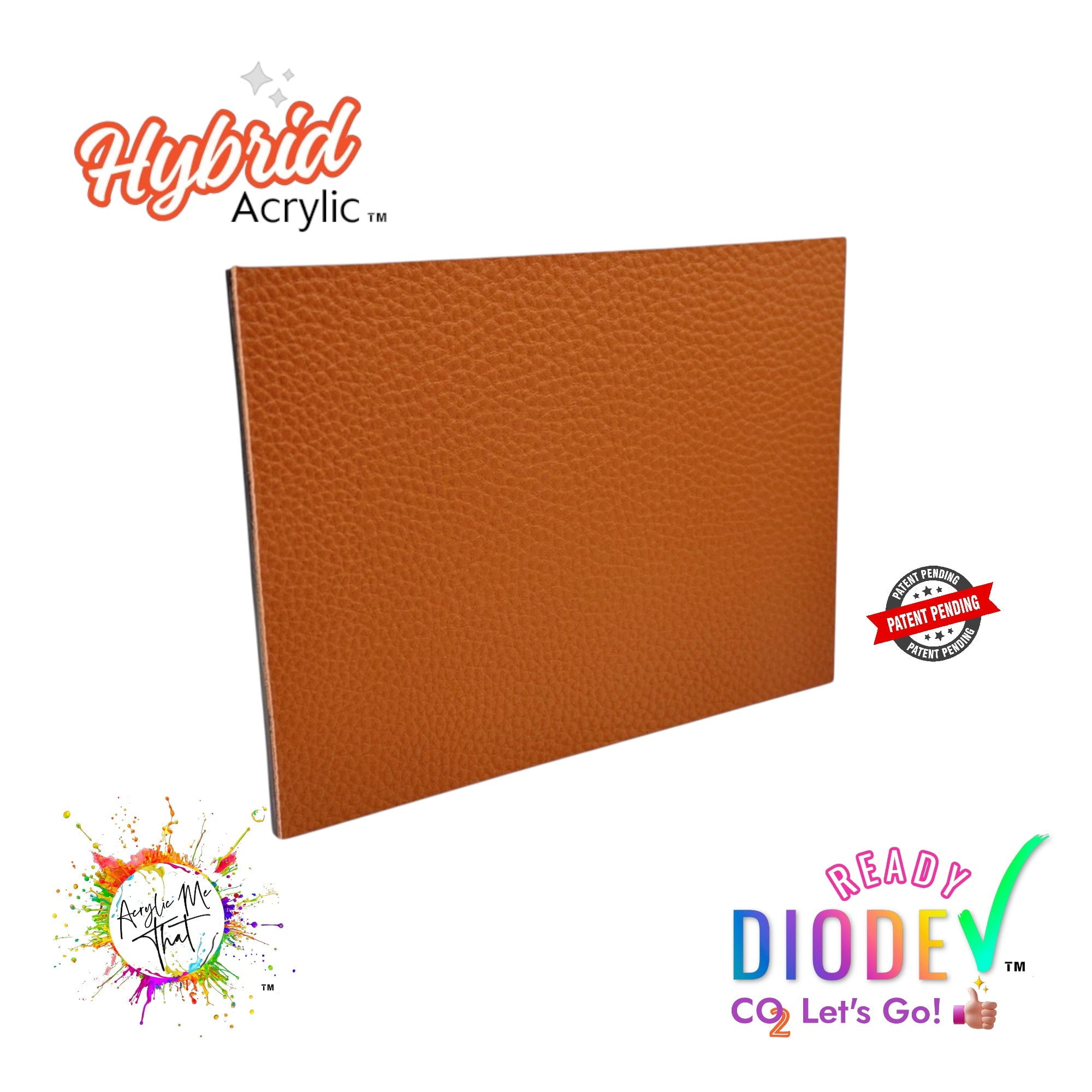 Cognac Textured Lychee Faux Leather Hybrid Acrylic | CO2 and Diode ...