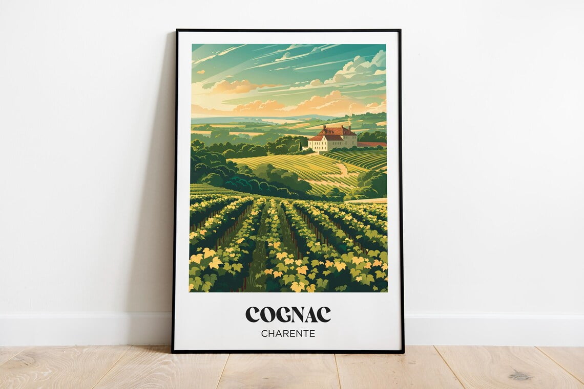 Cognac Travel Poster, France Wall Art, Unframed Paper Poster 8x10in ...