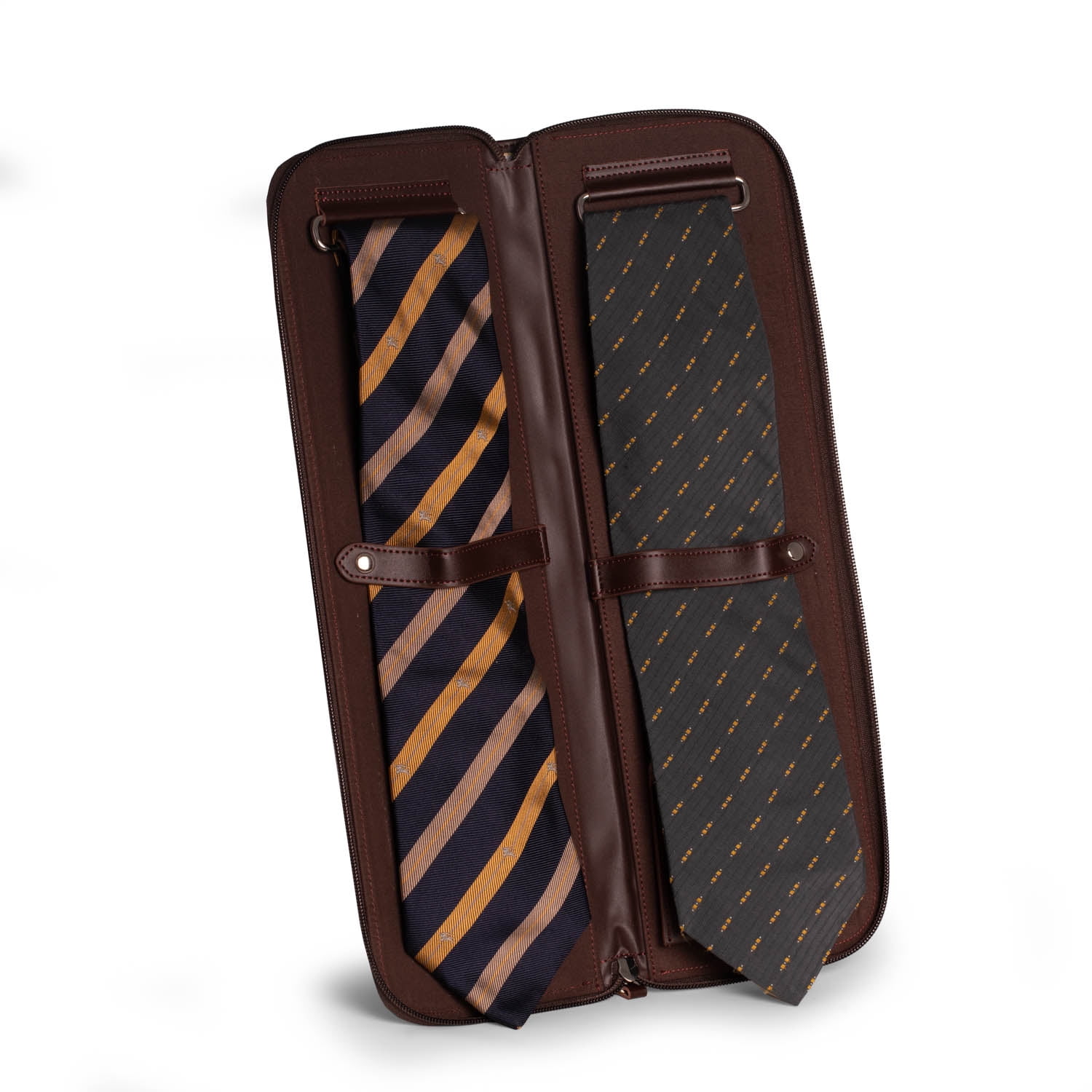 Cognac leather travel tie case with removable storage compartment ...