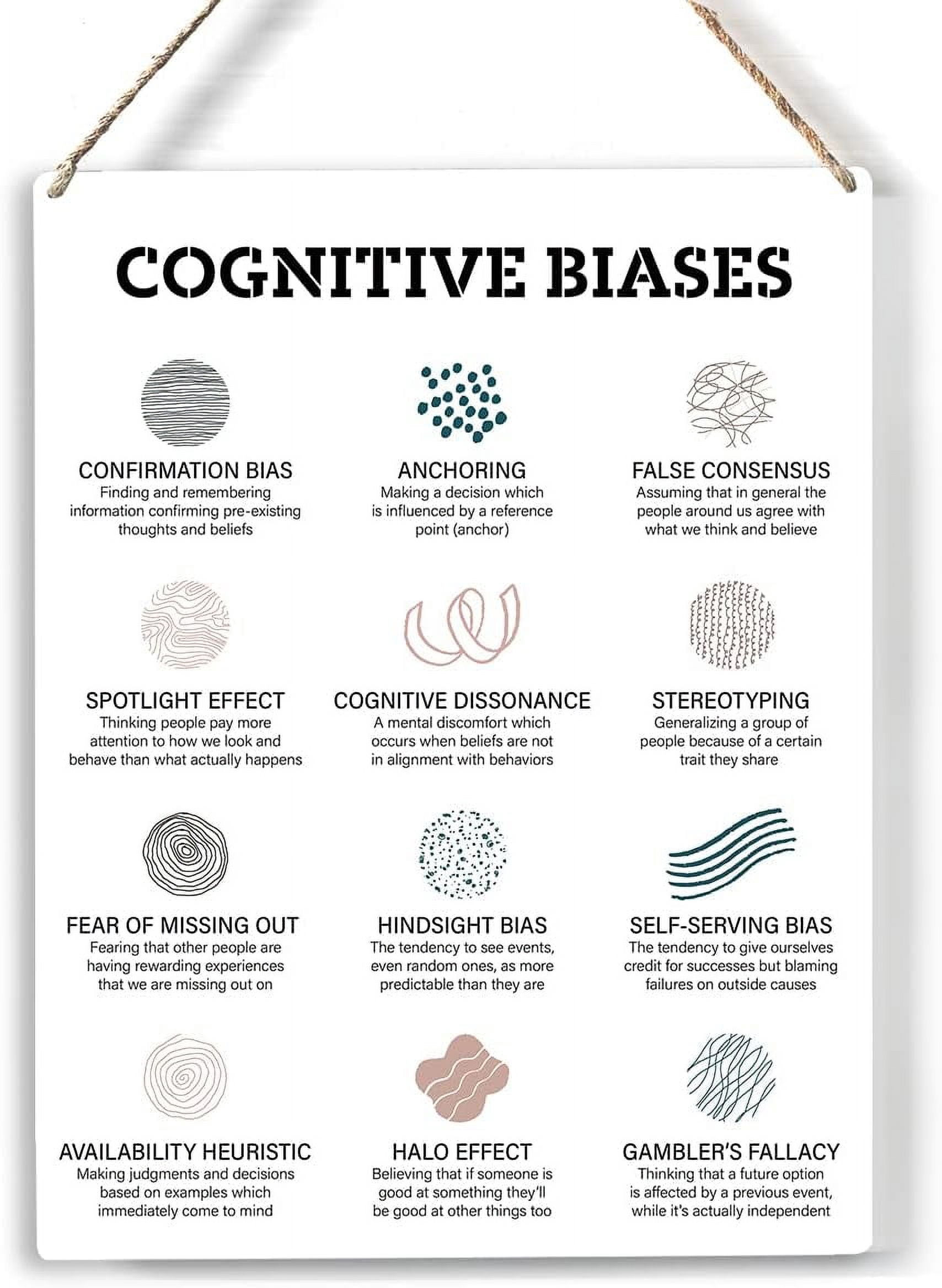 Cognitive Biases Wood Sign Psychology Mental Health Wooden Signs Rustic ...
