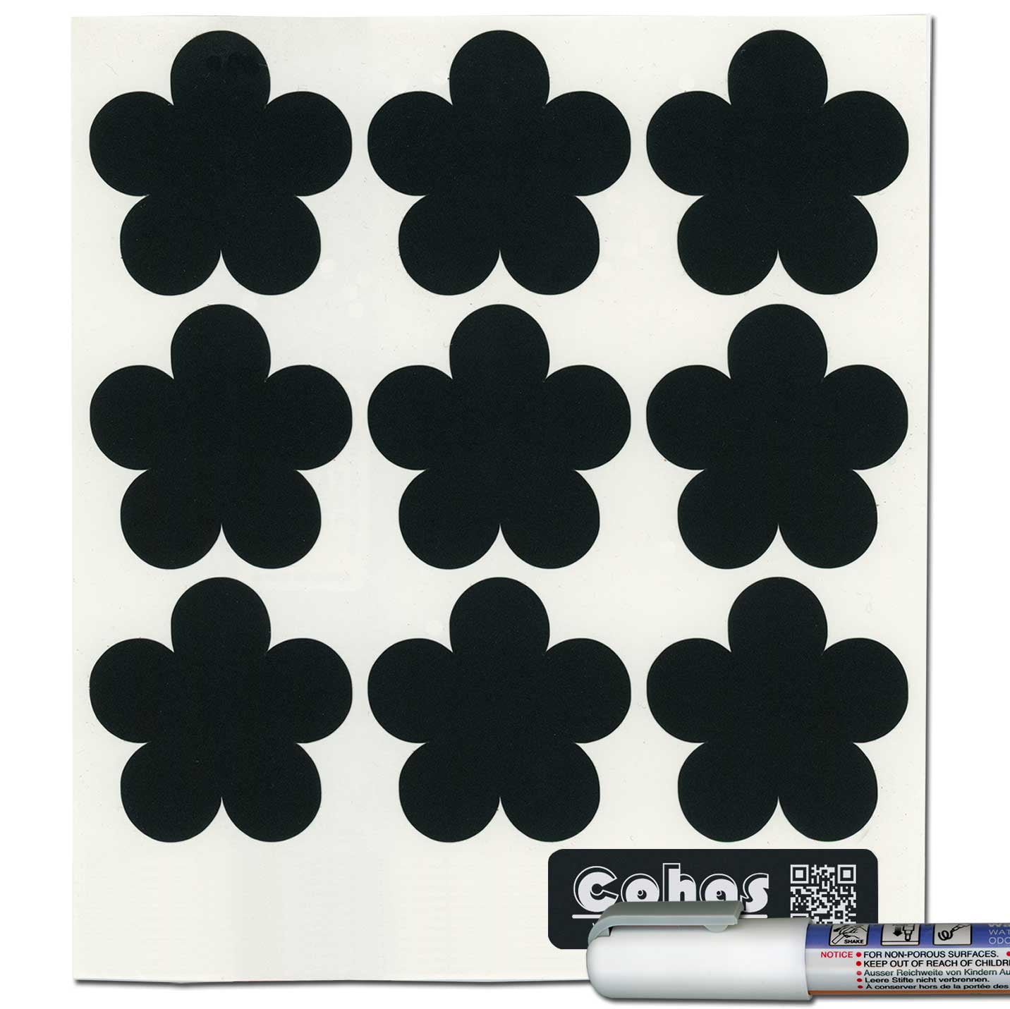 Cohas Flower Shape Chalkboard Labels, Fine Tip White Marker, 27 Labels ...