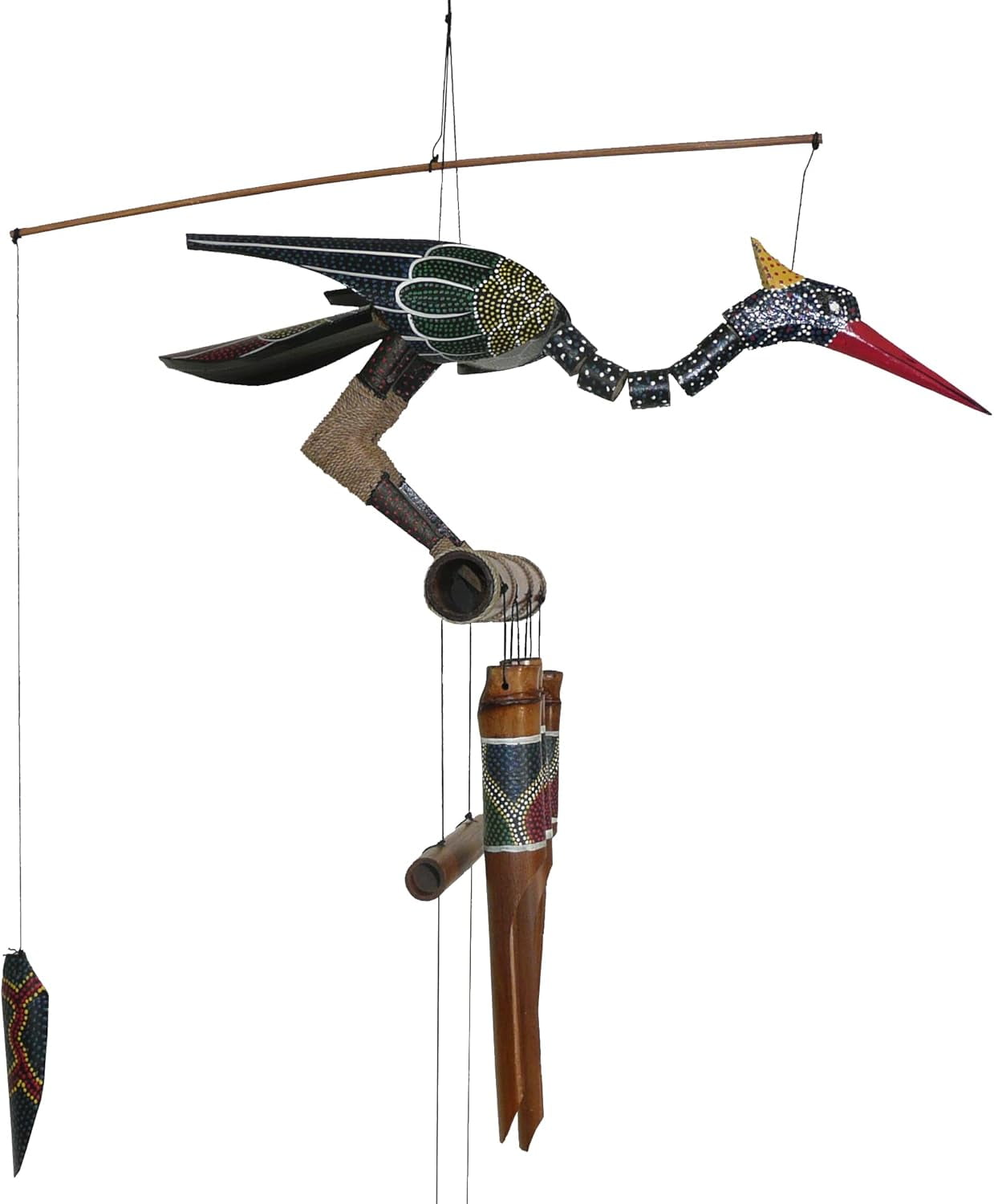 Cohasset Gift & Garden Abby Bobbing Head Bird Bamboo Wind Chime - Unique Outdoor Bird and ...