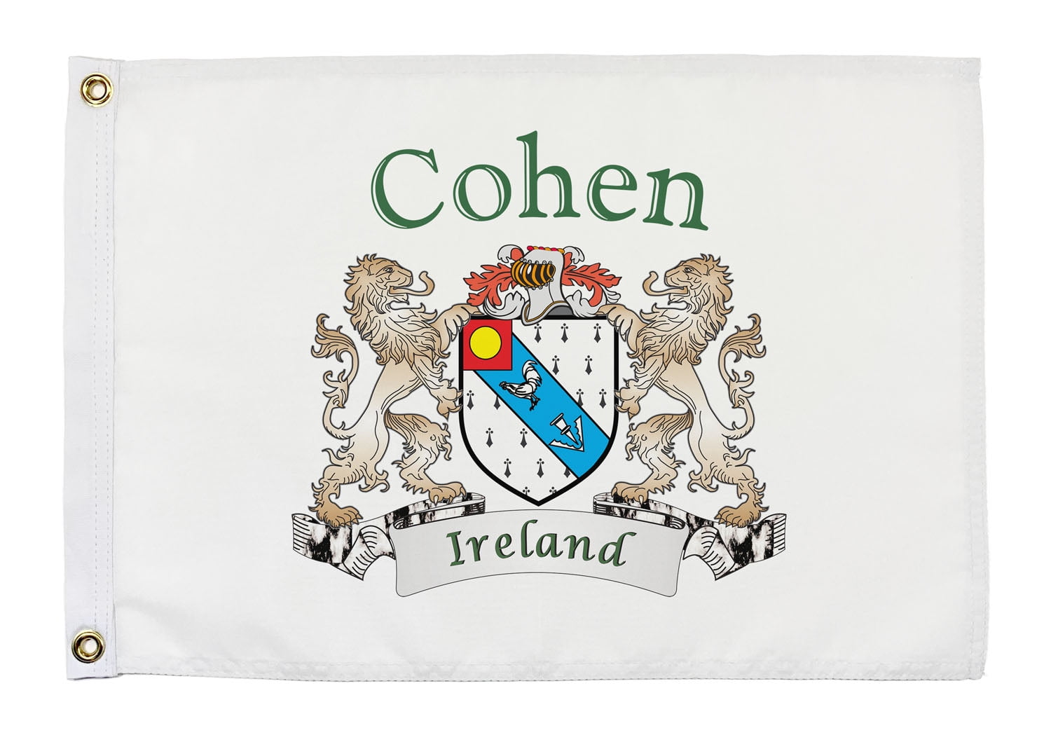 Cohen Irish Coat of Arms Small White Flag - 16"x10.5" inches - Walmart.com