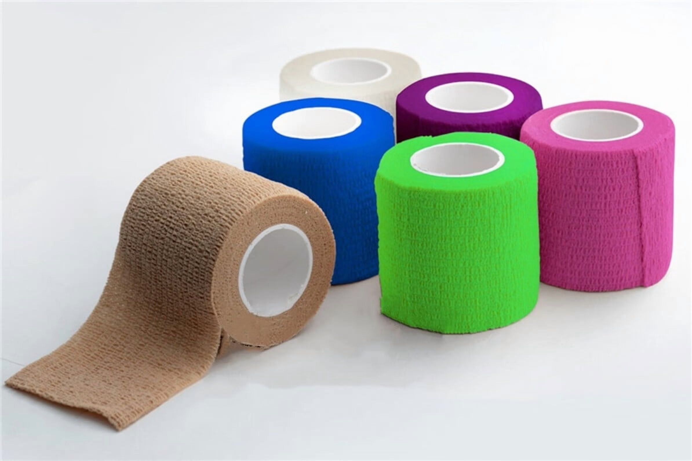 Cohesive Wrap Bandages,2" x 5 Yards,6 Count,Rainbow Colors,Self ...