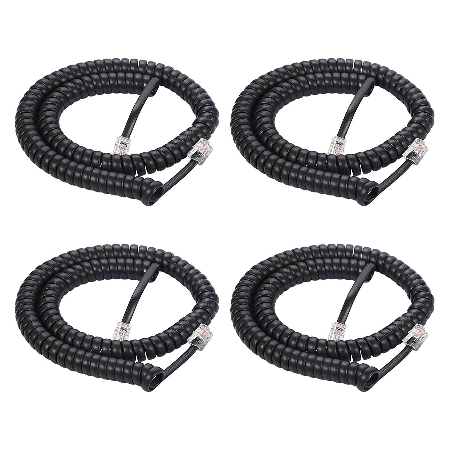 Coi Wire 4 Pack 8Ft Uncoi / 1.4Ft Coi Landline Phone Handset Cable 4P4C ...