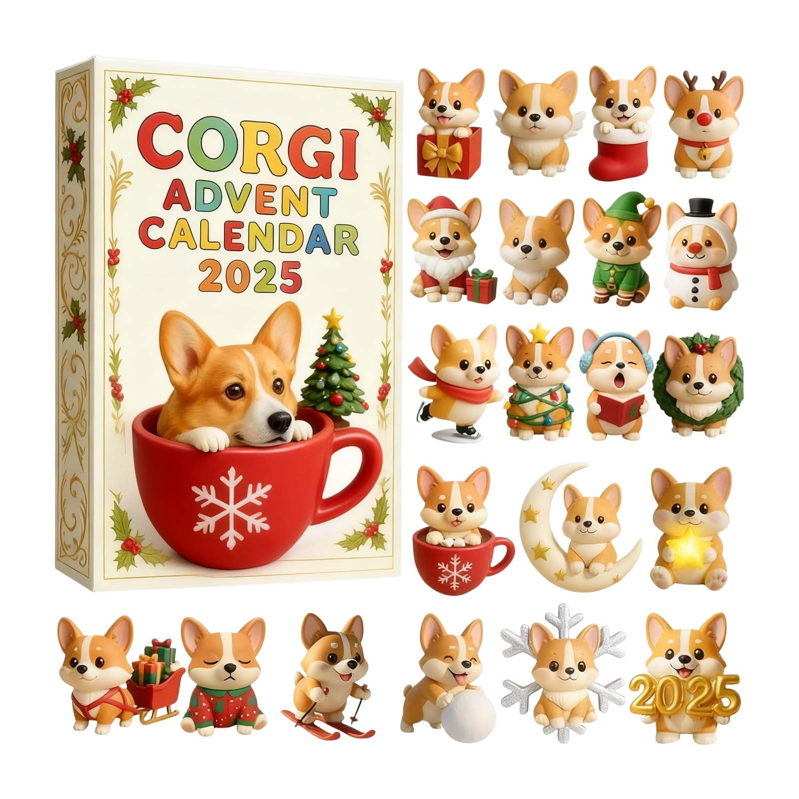 Coigi Advent Calendar 2025 24 Days Countdown With Cute Corgi Themed For ...