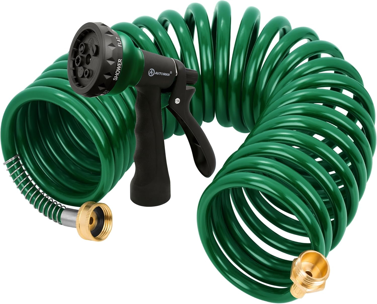 Coil Garden Hose 25 ft, EVA Curly Water Hose with Brass Connectors ...