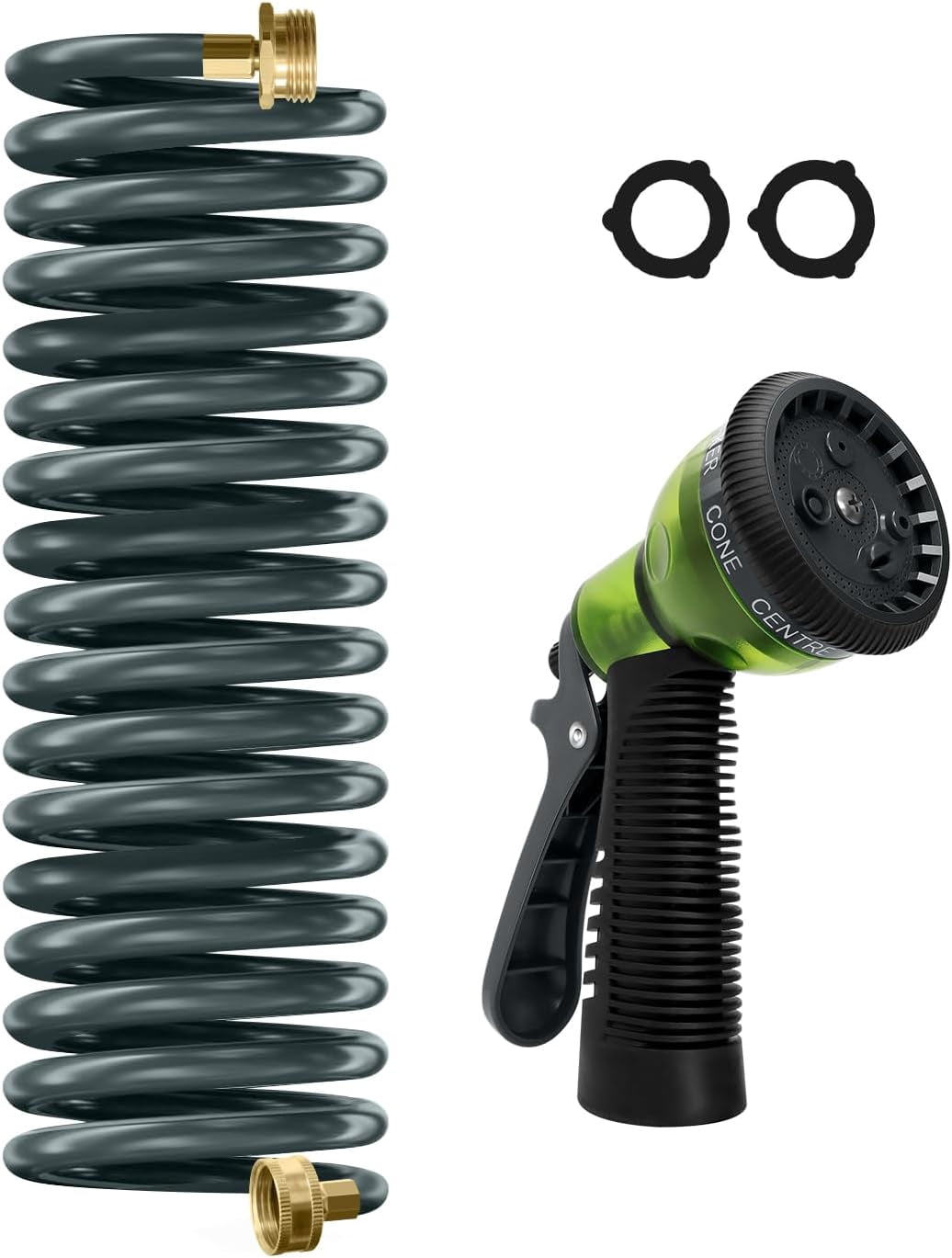 Coil Hose 15FT EVA Coil Garden Hose With 3/4'' Brass Connector Coiled ...