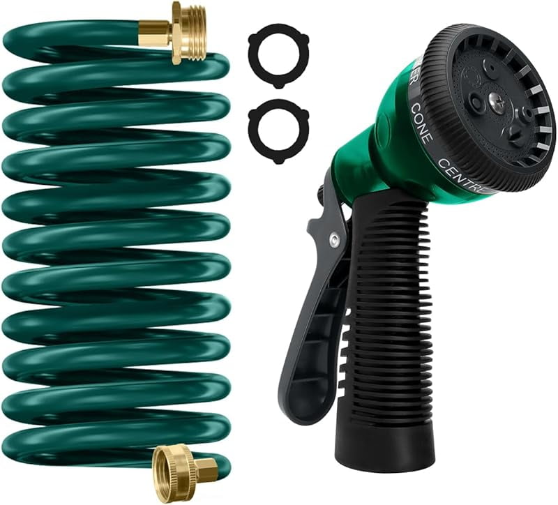 Coil Hose 75FT EVA Coil Garden Hose With 3/4'' Brass Connector Coiled ...