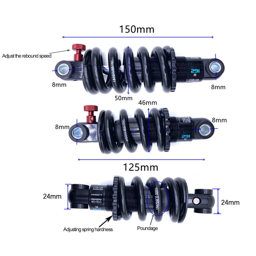 Coil+Oil Rear Shock Absorber Hydraulic Adjustable Damping 125Mm/150Mm ...