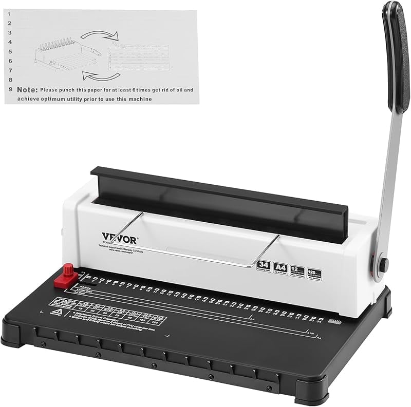 Coil Spiral Binding Machine, Manual Book Maker 34-Holes Binding 120 ...