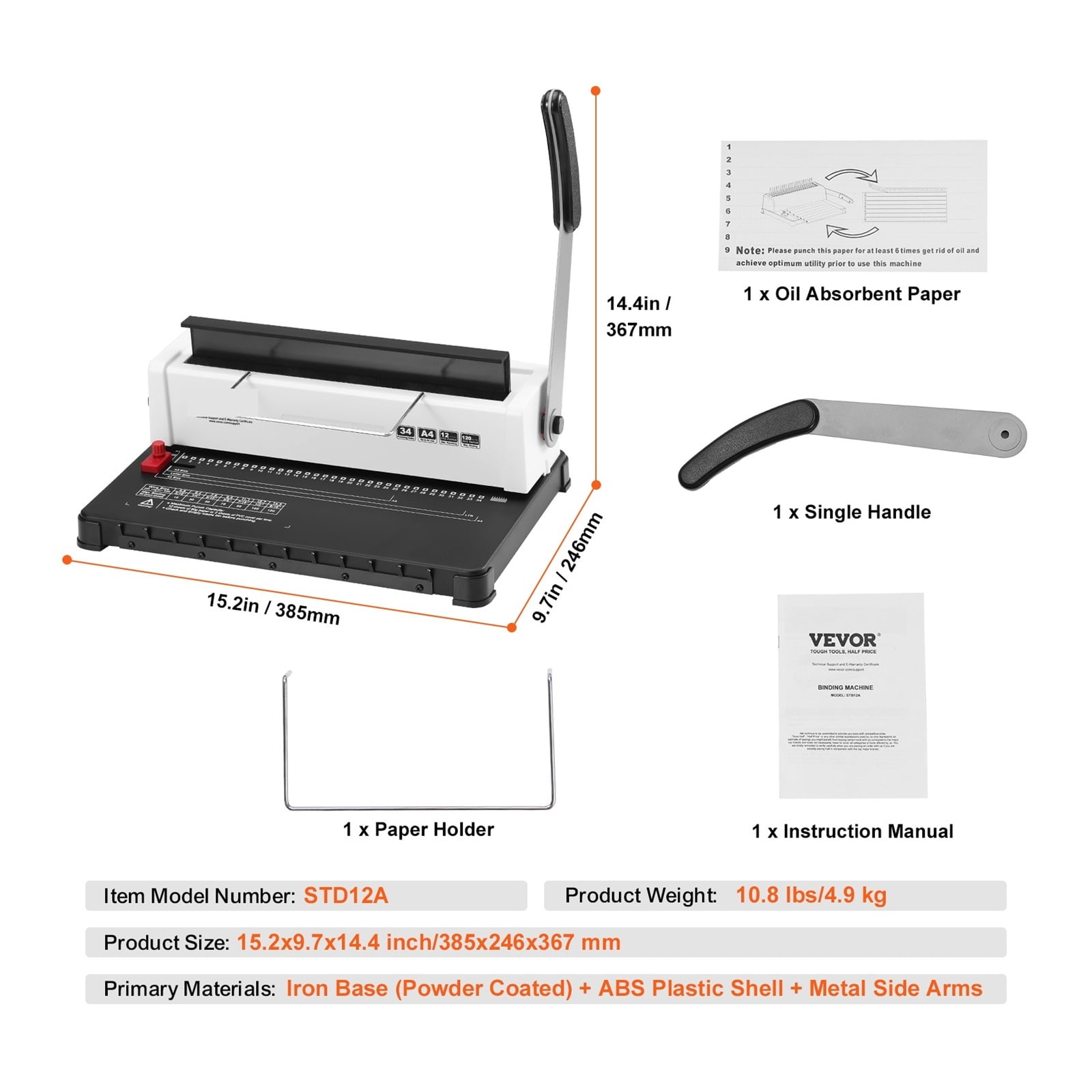 Coil Spiral Binding Machine Manual Book Maker 34-Holes Binding 120 ...