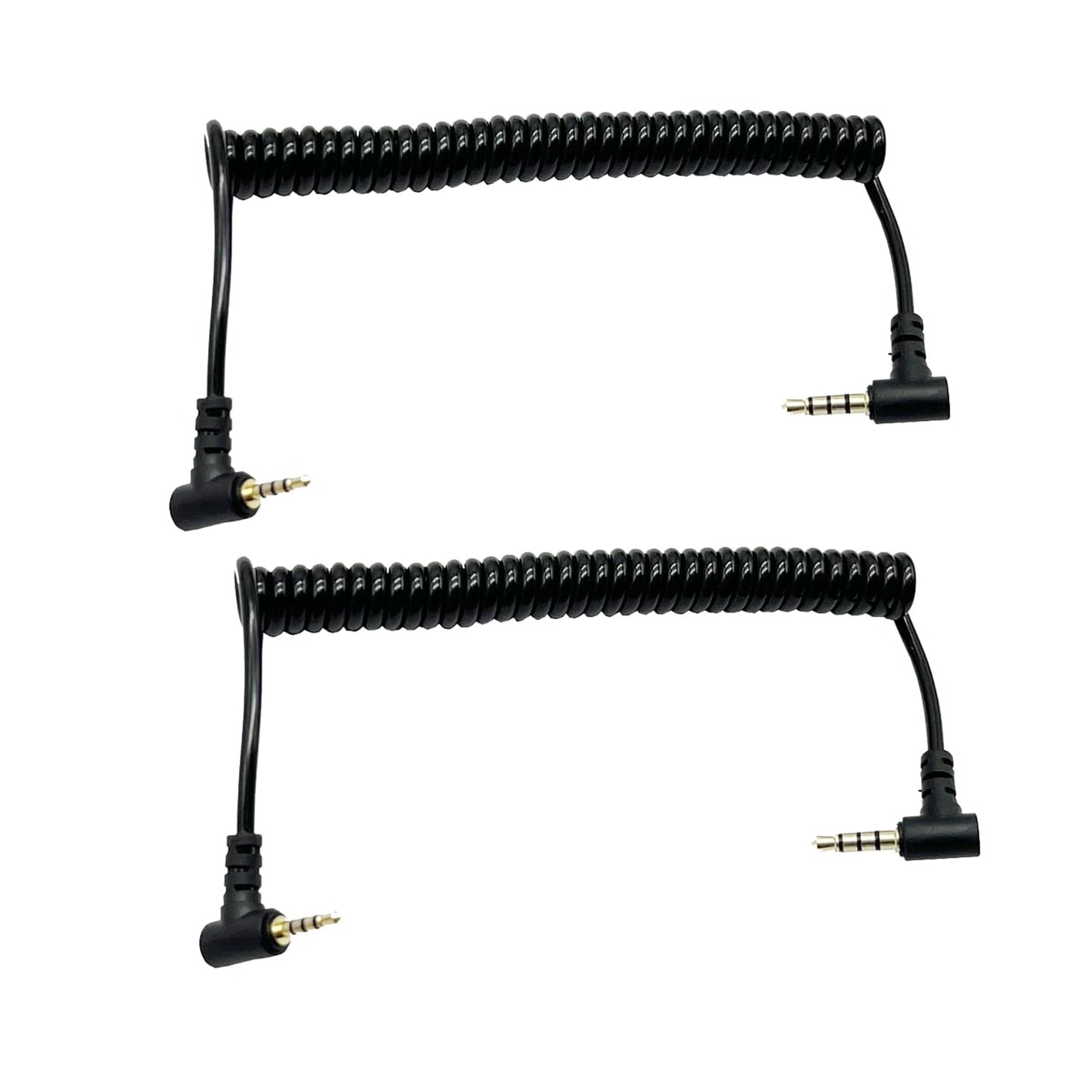 Coiled 2.5mm to 3.5mm Audio Cable Set with 90 Degree Angled Connectors ...