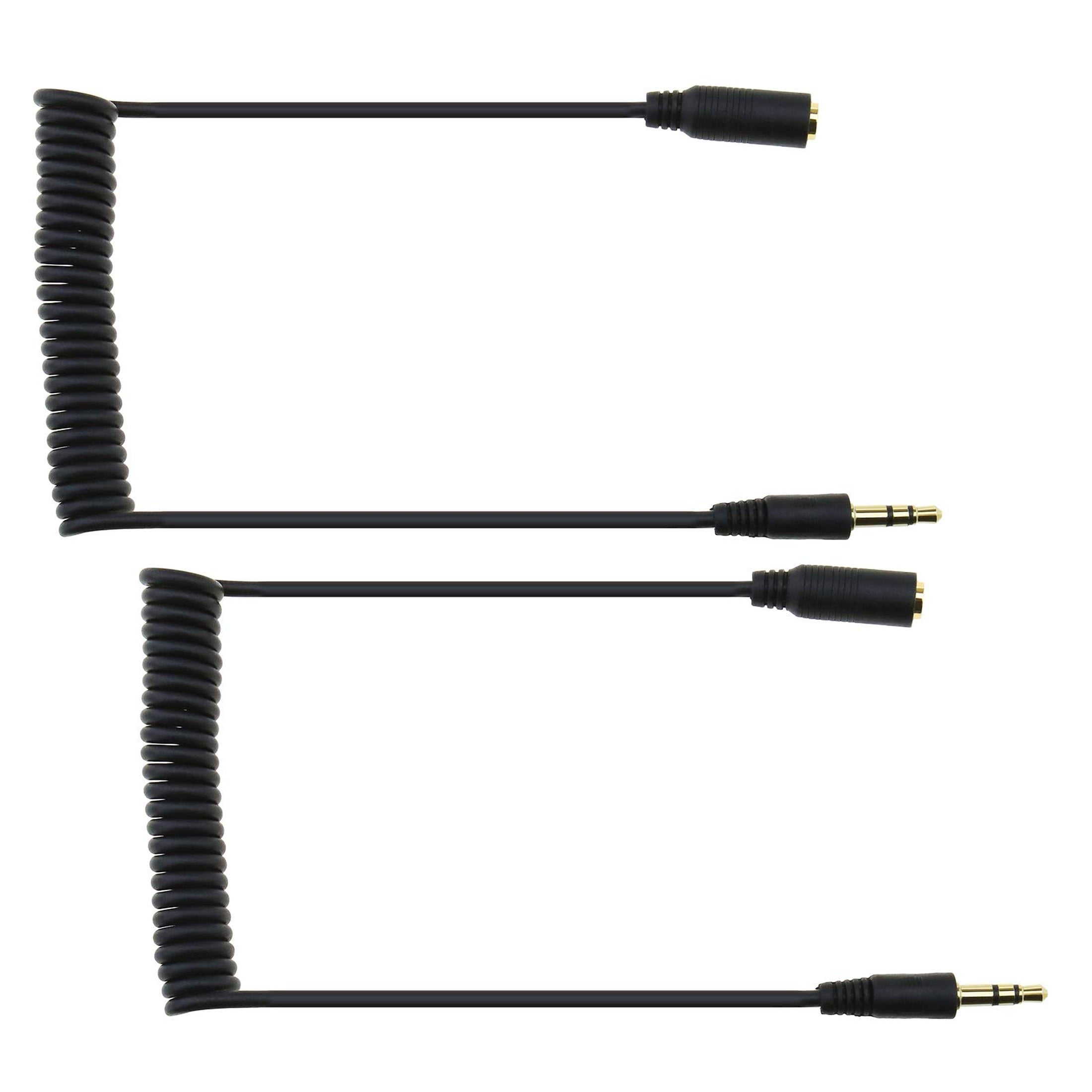 Coiled 3.5mm Stereo Jack Adapter Cables for Headphone Audio Extension ...