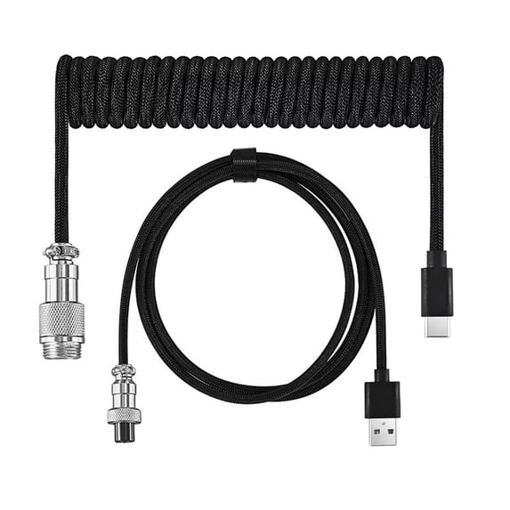 Coiled Braided Mechanical Keyboard Cable, DIY Detachable Aviation Plug ...