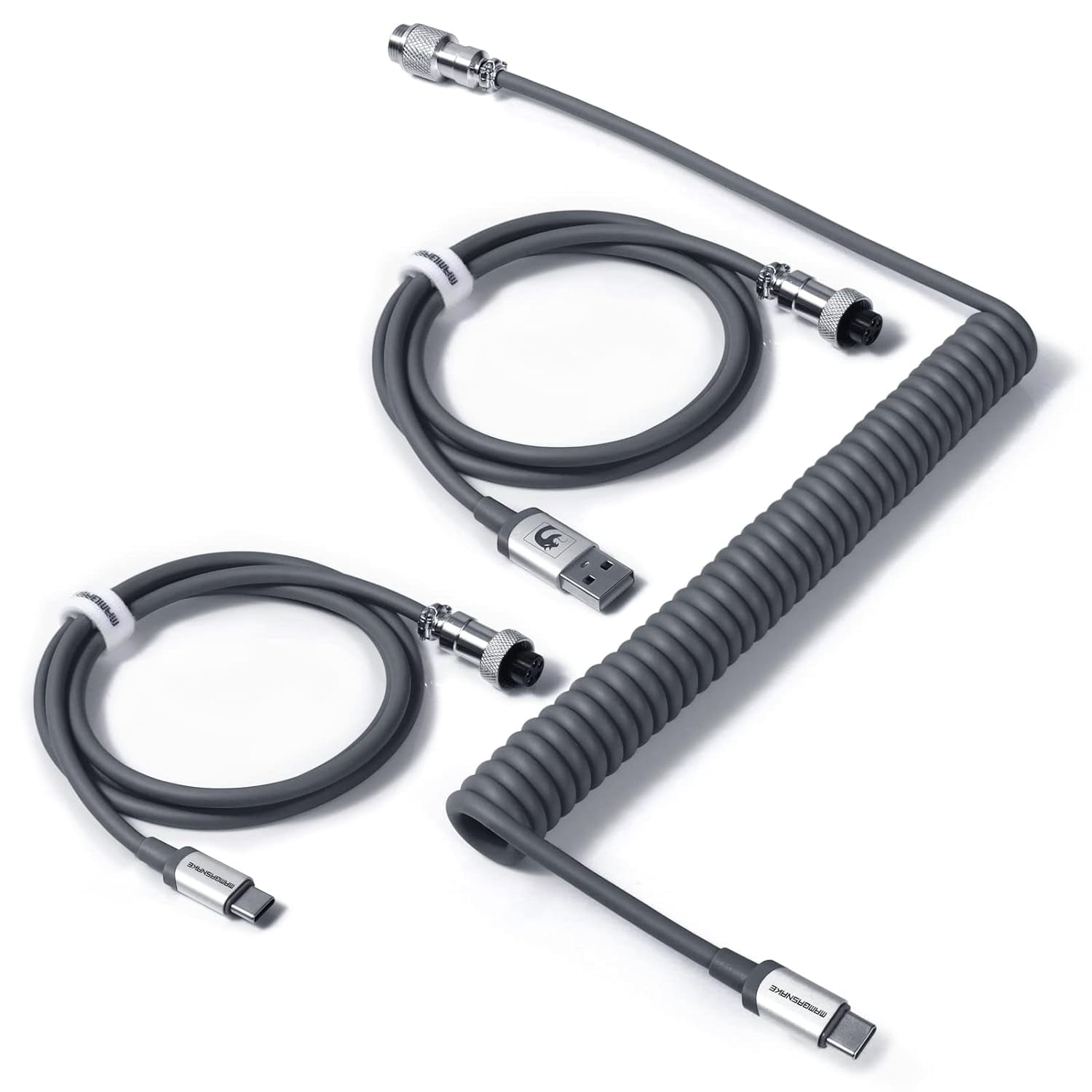 Coiled Cable for Gaming Custom Keyboard,Double-Sleeved Coiled USB C ...