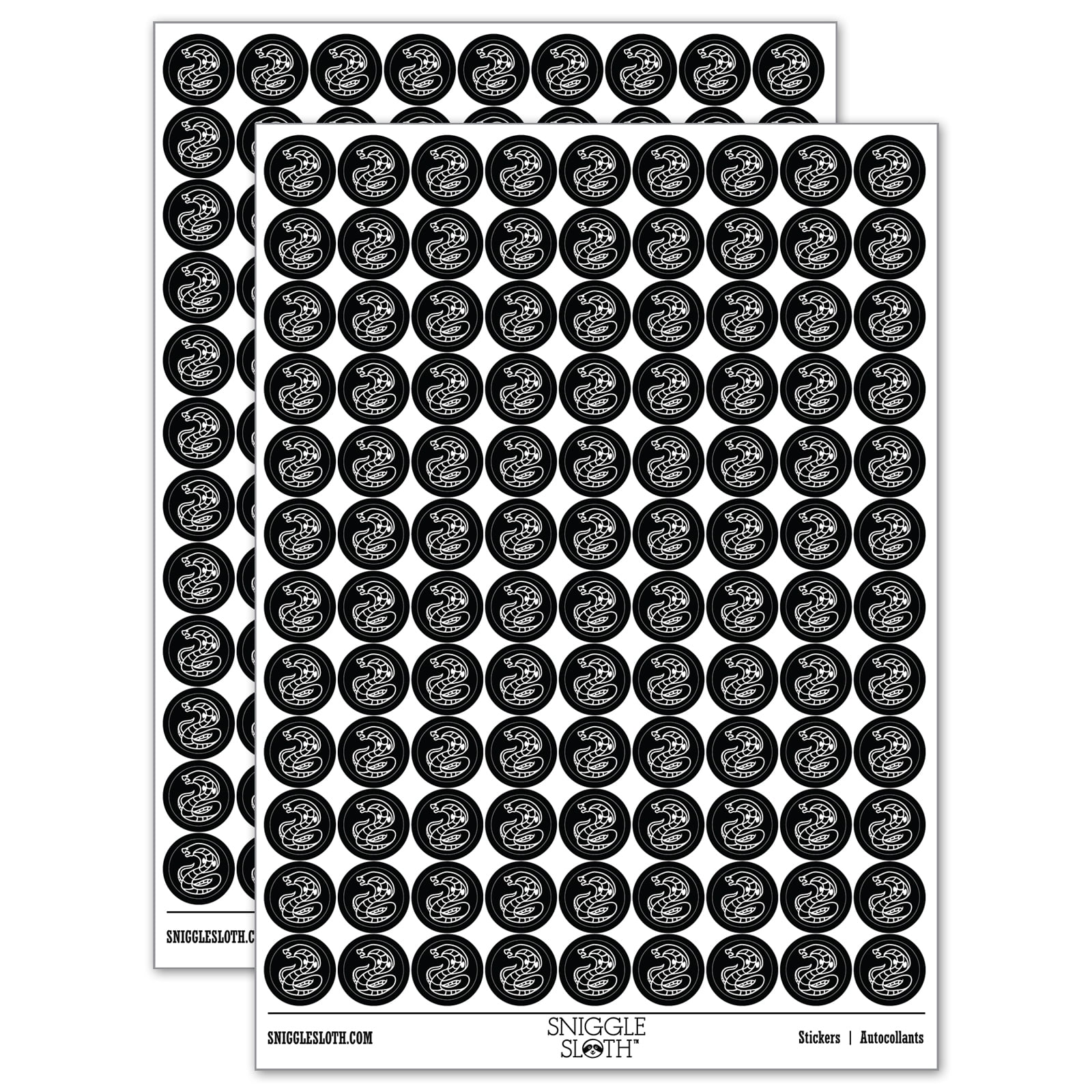 Coiled Cobra Snake 200+ Round Stickers - Black - Matte Finish - 0.50 ...