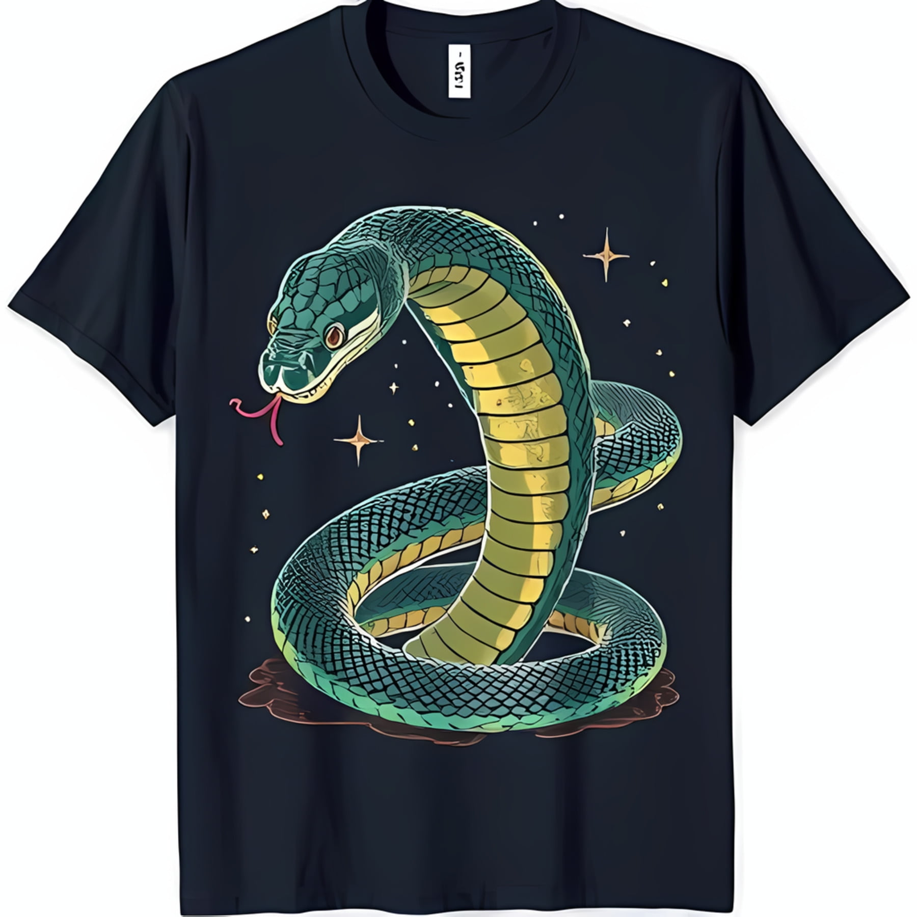 Coiled Green Snake with Yellow Underbelly T-Shirt Starry Night Sky ...