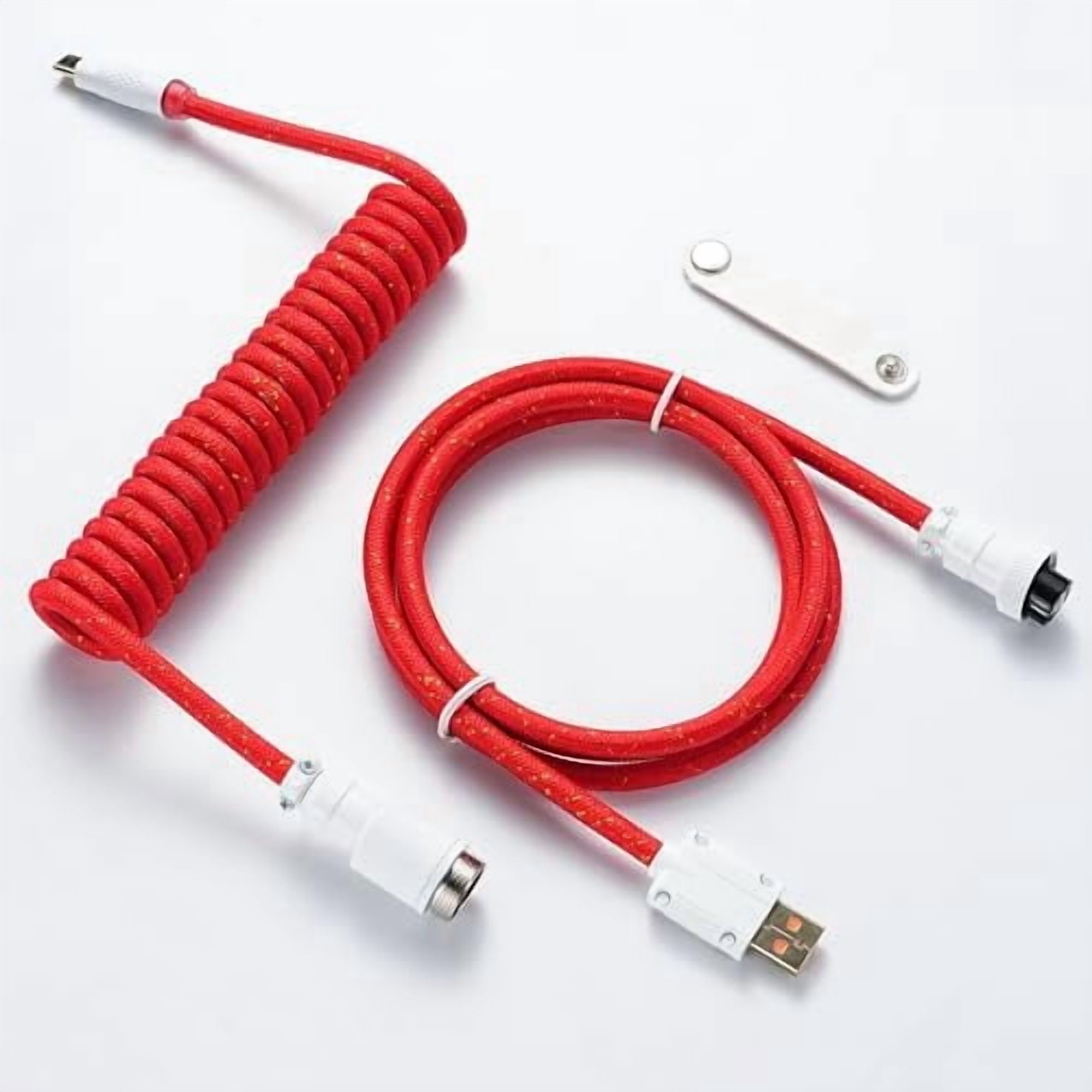 Coiled Keyboard -C to -A 1.5M, Double-Sleeved Braided with Detachable 5 ...