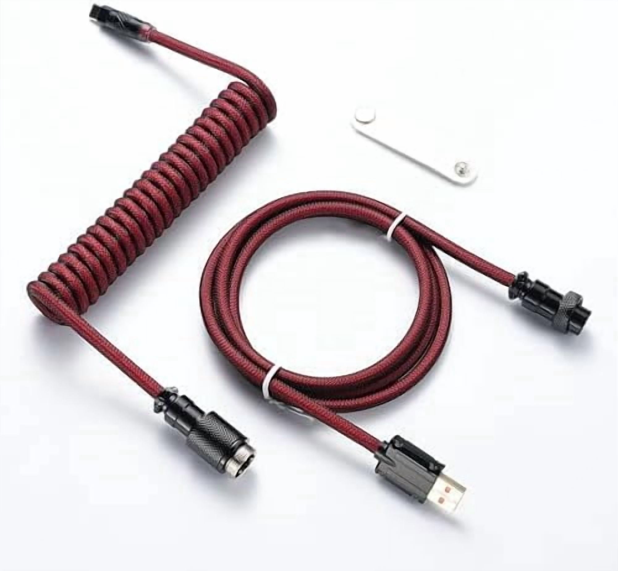 Coiled Keyboard -C to -A 1.5M, Double-Sleeved Braided with Detachable 5 ...