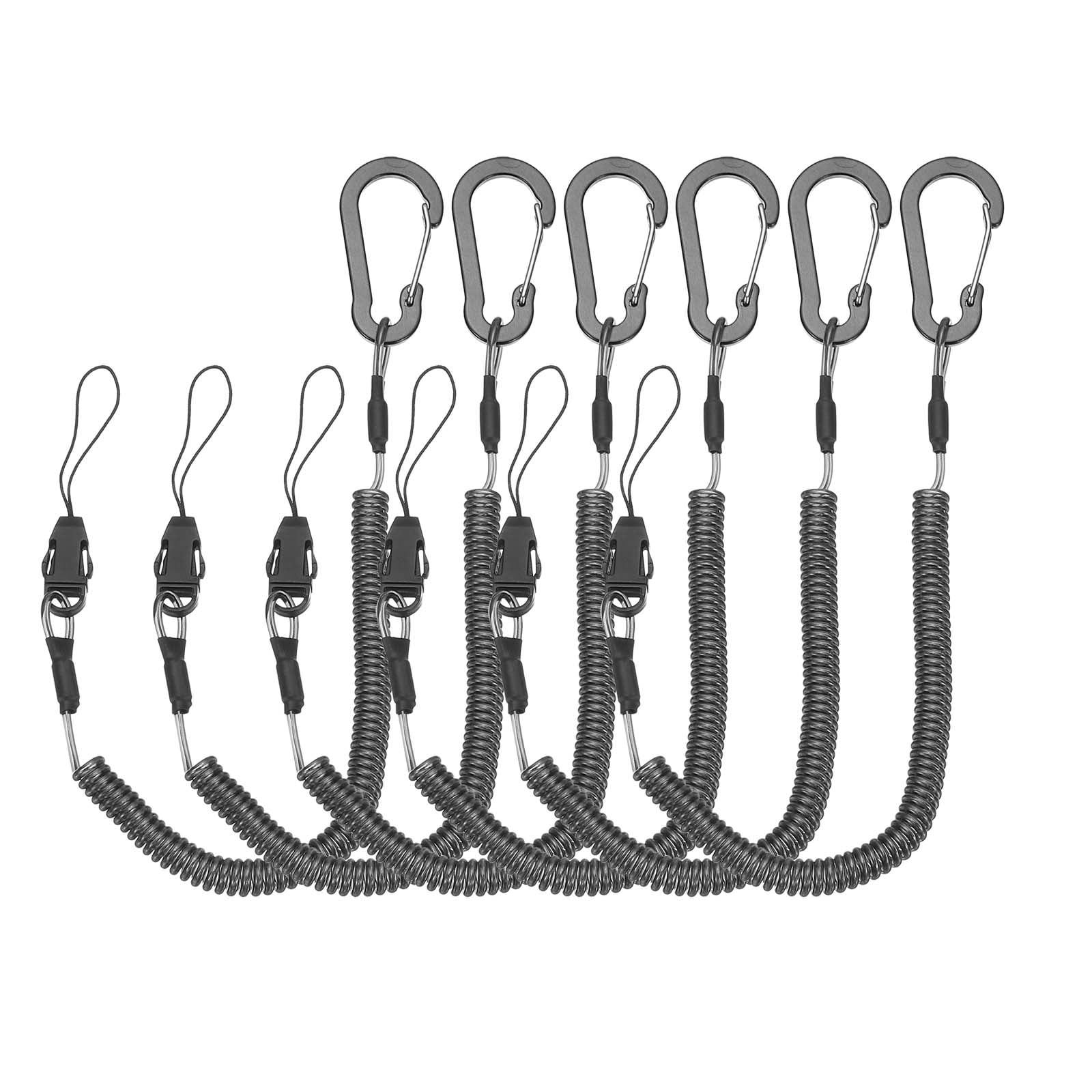 Uxcell Coiled Lanyards with Buckle Retractable Safety Ring and Quick ...