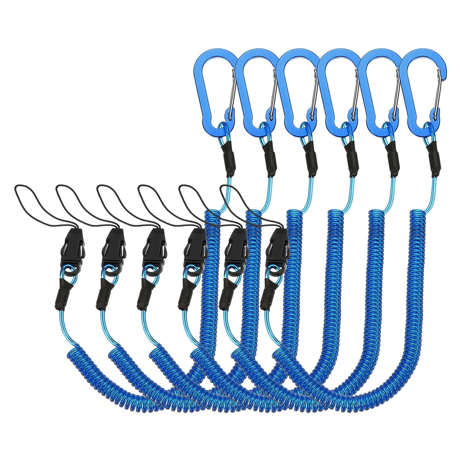 Uxcell Coiled Lanyards with Buckle Retractable Safety Ring and Quick ...