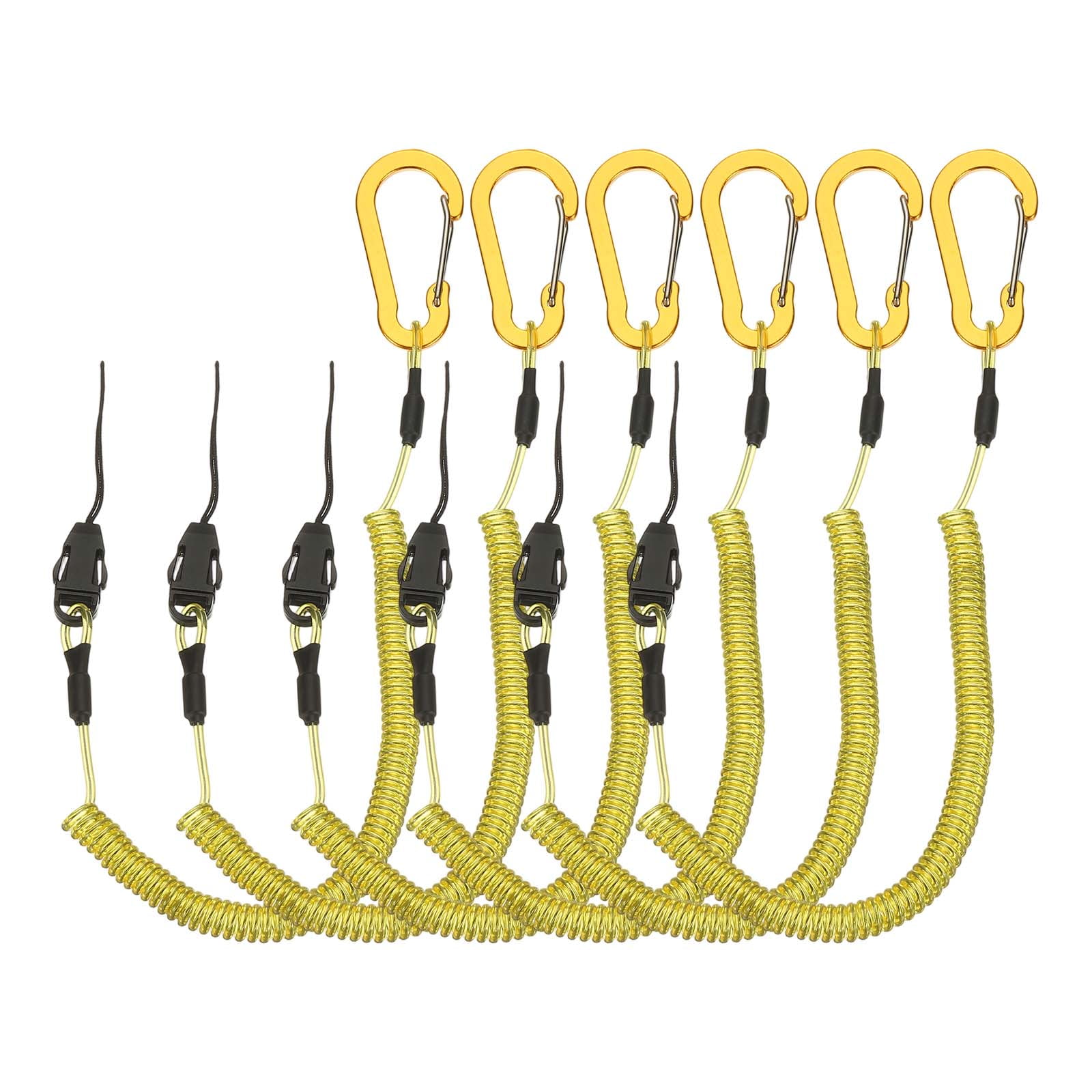 Uxcell Coiled Lanyards with Buckle Retractable Safety Ring and Quick ...