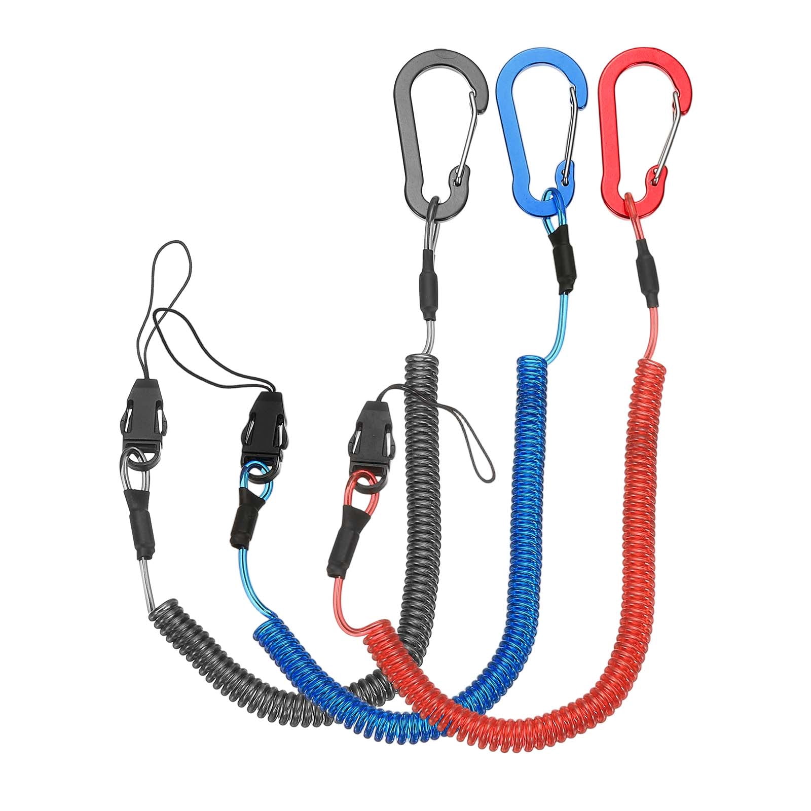 Uxcell Coiled Lanyards with Buckle Retractable Safety Ring and Quick ...