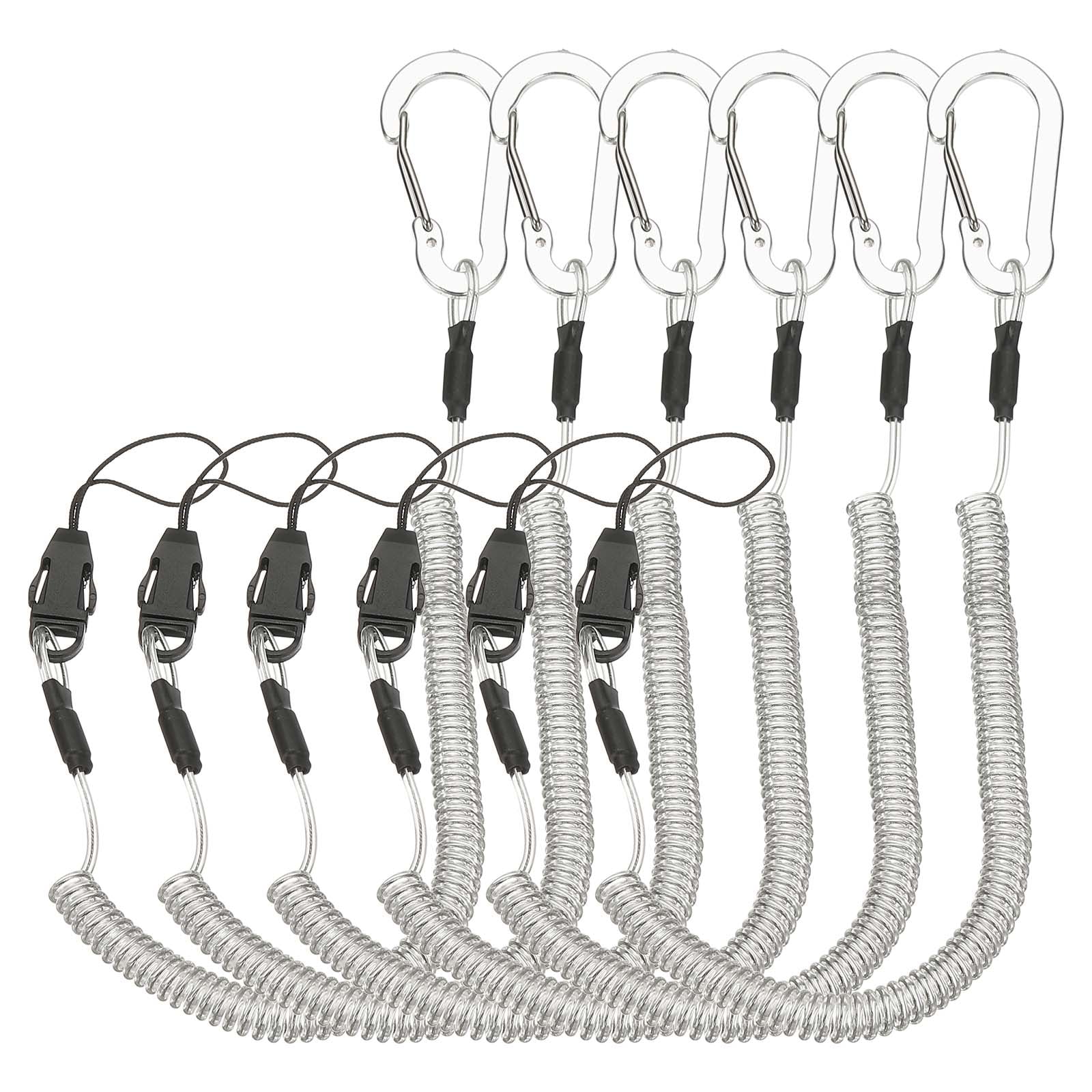 Uxcell Coiled Lanyards with Buckle Retractable Safety Ring and Quick ...